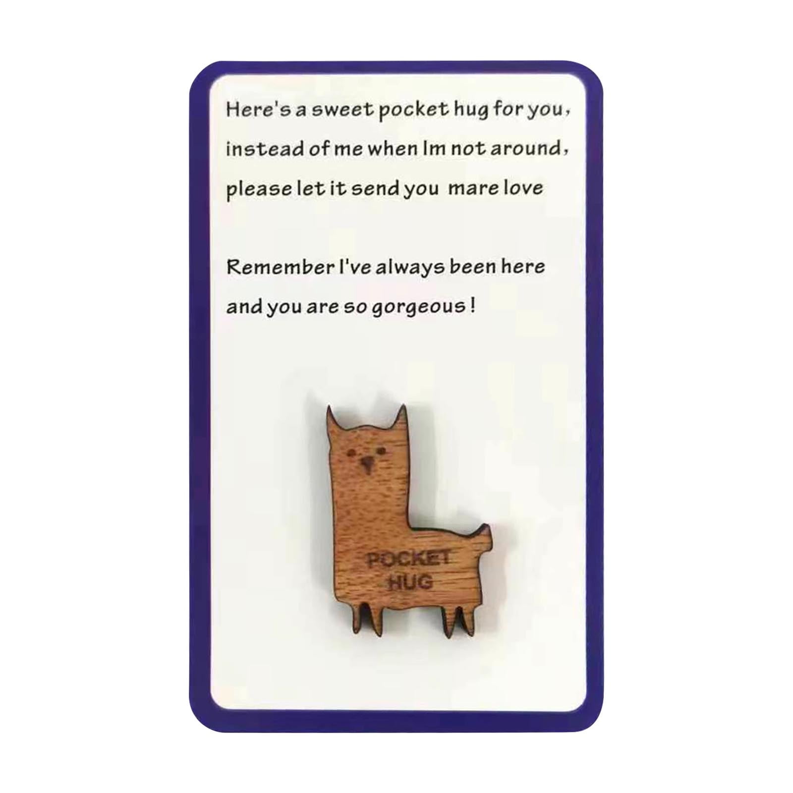Yhmxh Wooden Pocket Hug Token Card, Animals Emotional Support Gifts ...