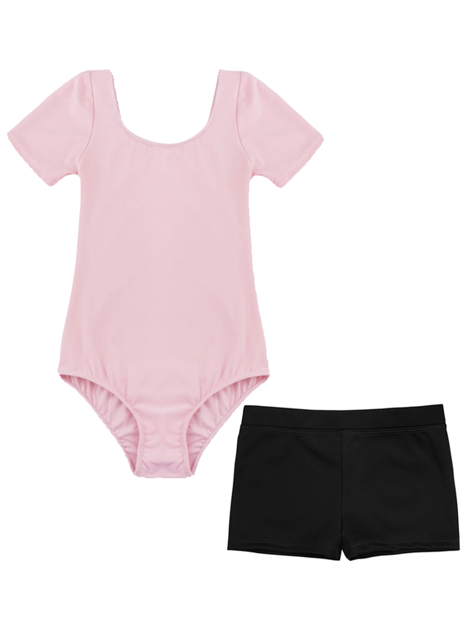 Yhong Girls Dance Leotard with Shorts Set Kids Gymnastics Unitards U ...