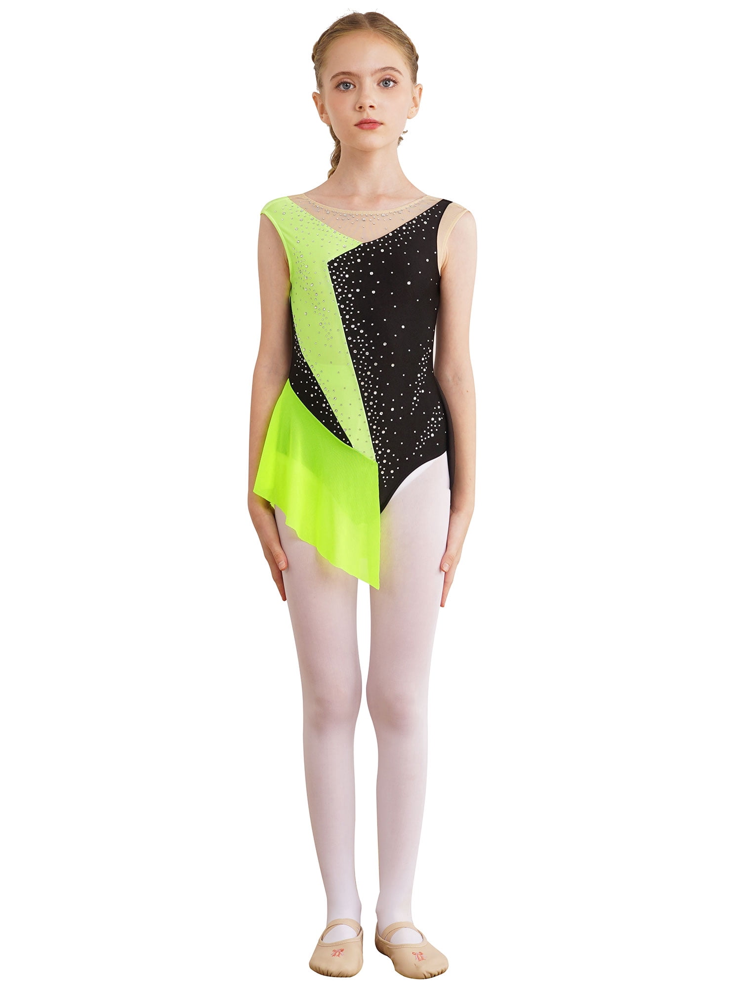 Yhong Kids Girls Gymnastics Outfits Modern Ballet Dance Skirted ...
