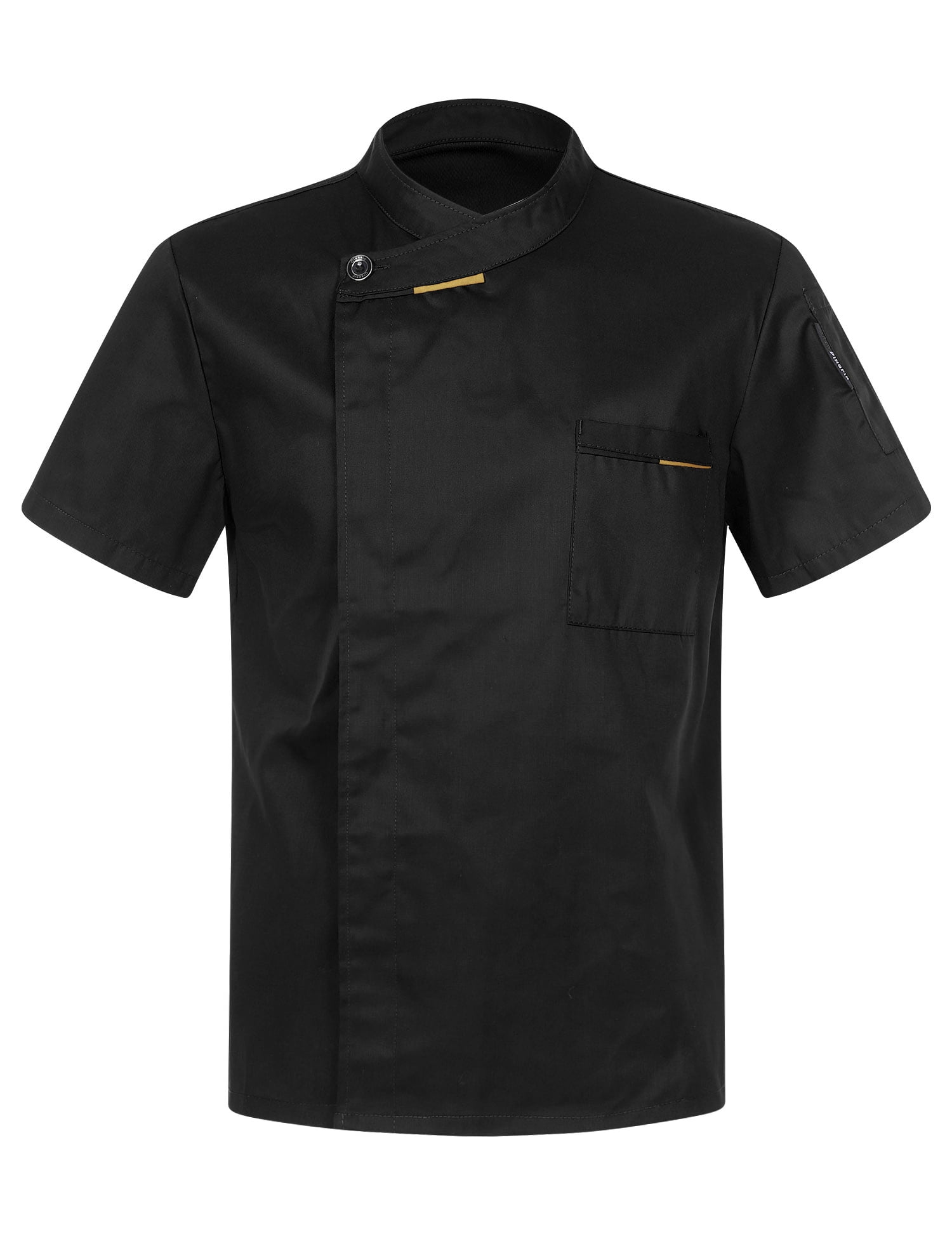 Yhong Men's Chef Jacket With Pockets Restaurant Kitchen Chef Jacket Chef Coat Workwear Black ...