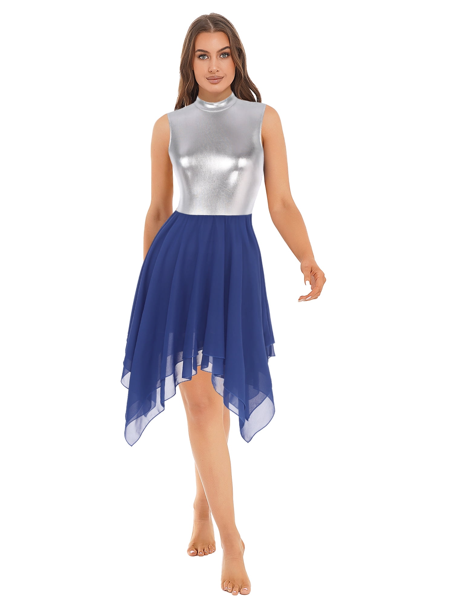 Yhong Women Liturgical Praise Dance Dress Sleeveless Color Block Tunic Lyrical Contemporary ...