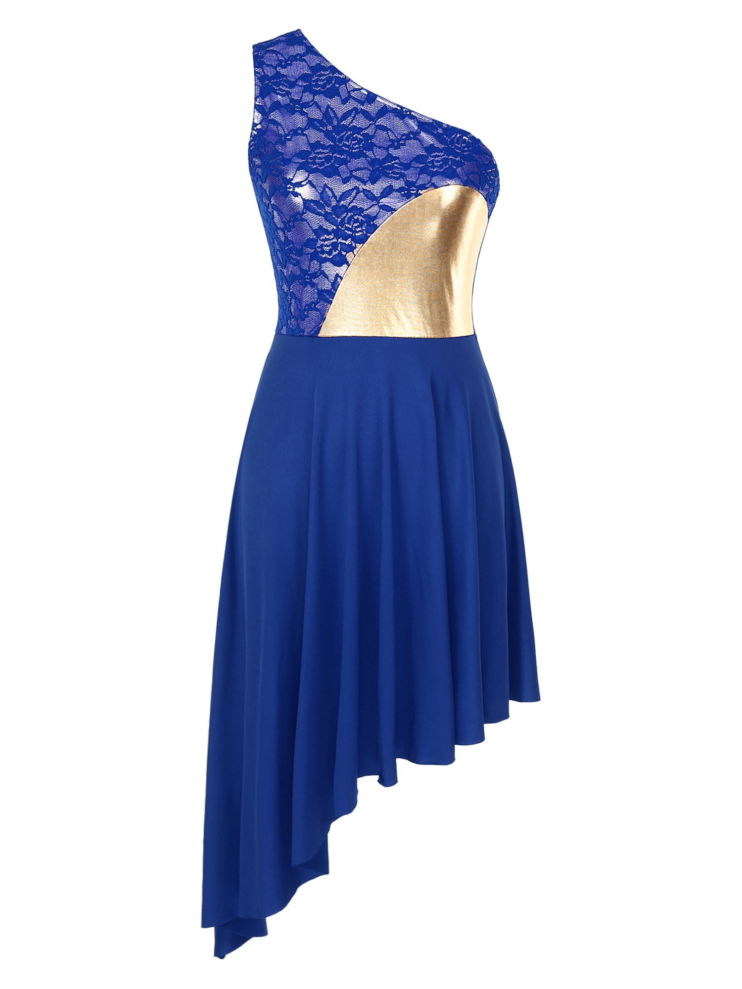 Yhong Womens Liturgical Praise Dance Costume Lace Splice Asymmetrical Church Worship Dance Dress ...