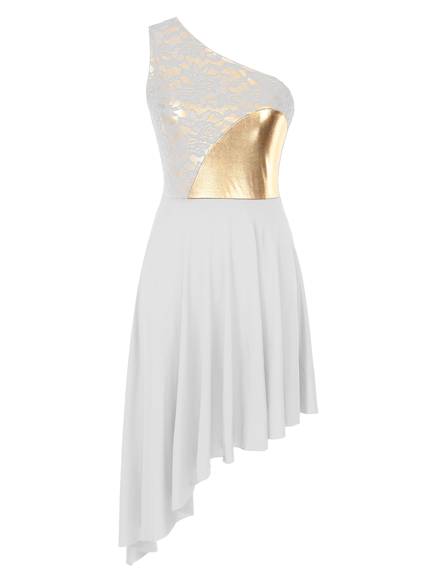 Yhong Womens Liturgical Praise Dance Costume Lace Splice Asymmetrical ...