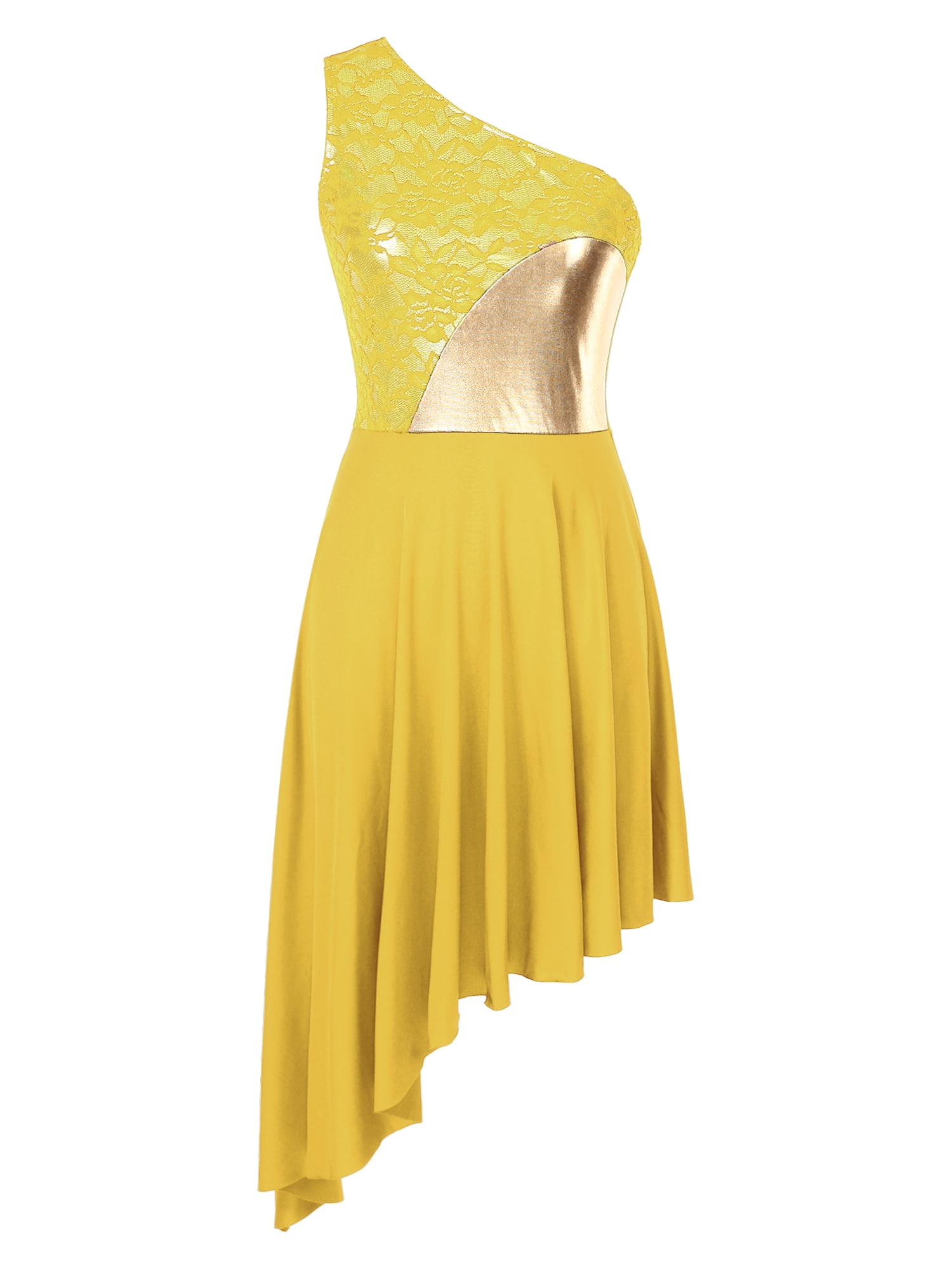 Yhong Womens Liturgical Praise Dance Costume Lace Splice Asymmetrical Church Worship Dance Dress ...