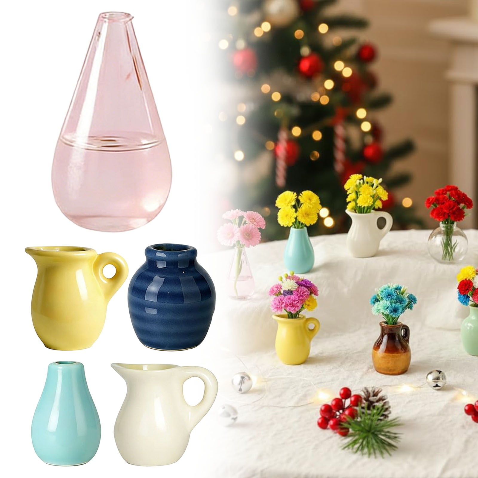 Yhuaoa 5Pcs Mini Vase Magnets for Fridge, Cute Ceramic Refrigerator ...