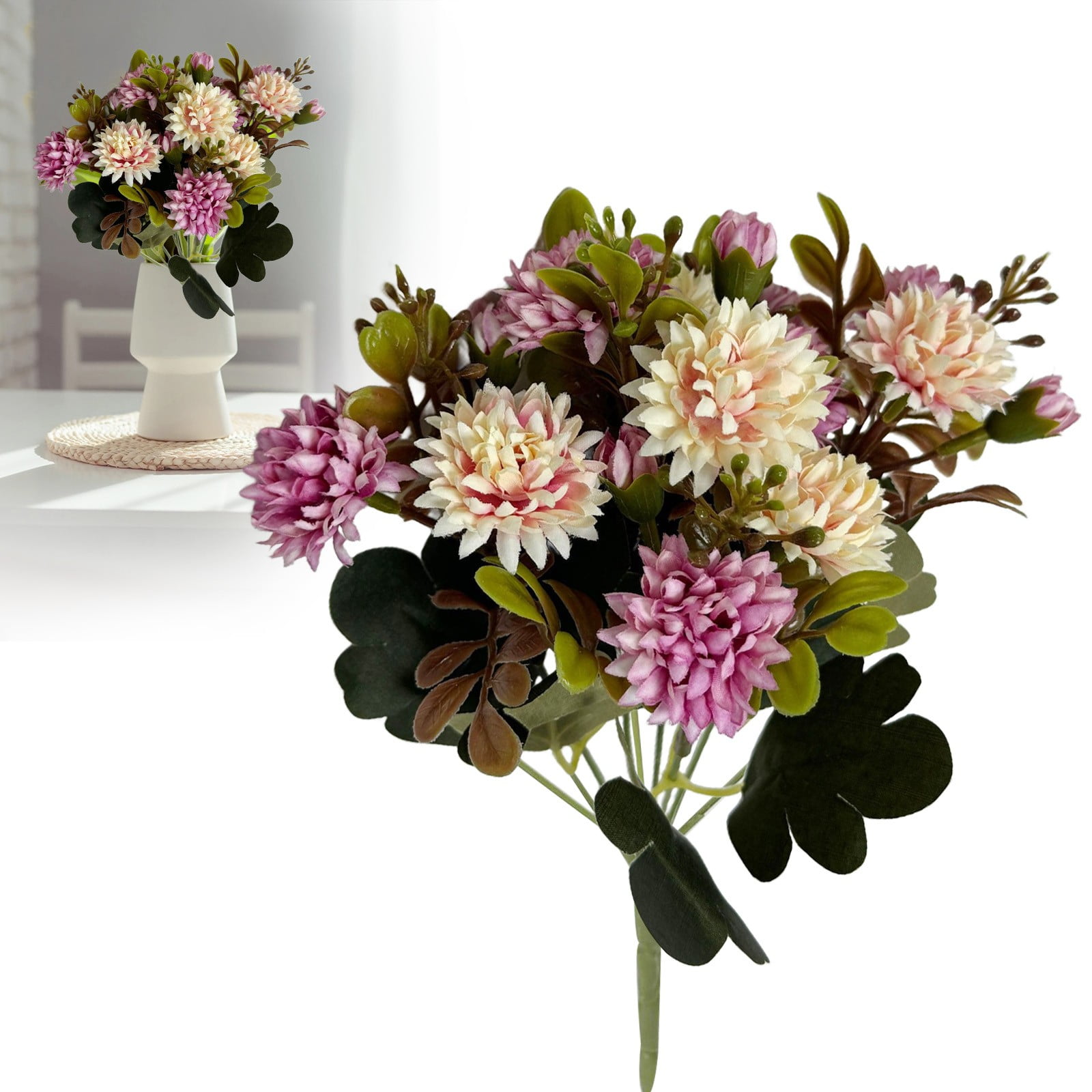 Yhuaoa Artificial Fake Flowers Faux Flowers Kitchen Centerpiece Table ...