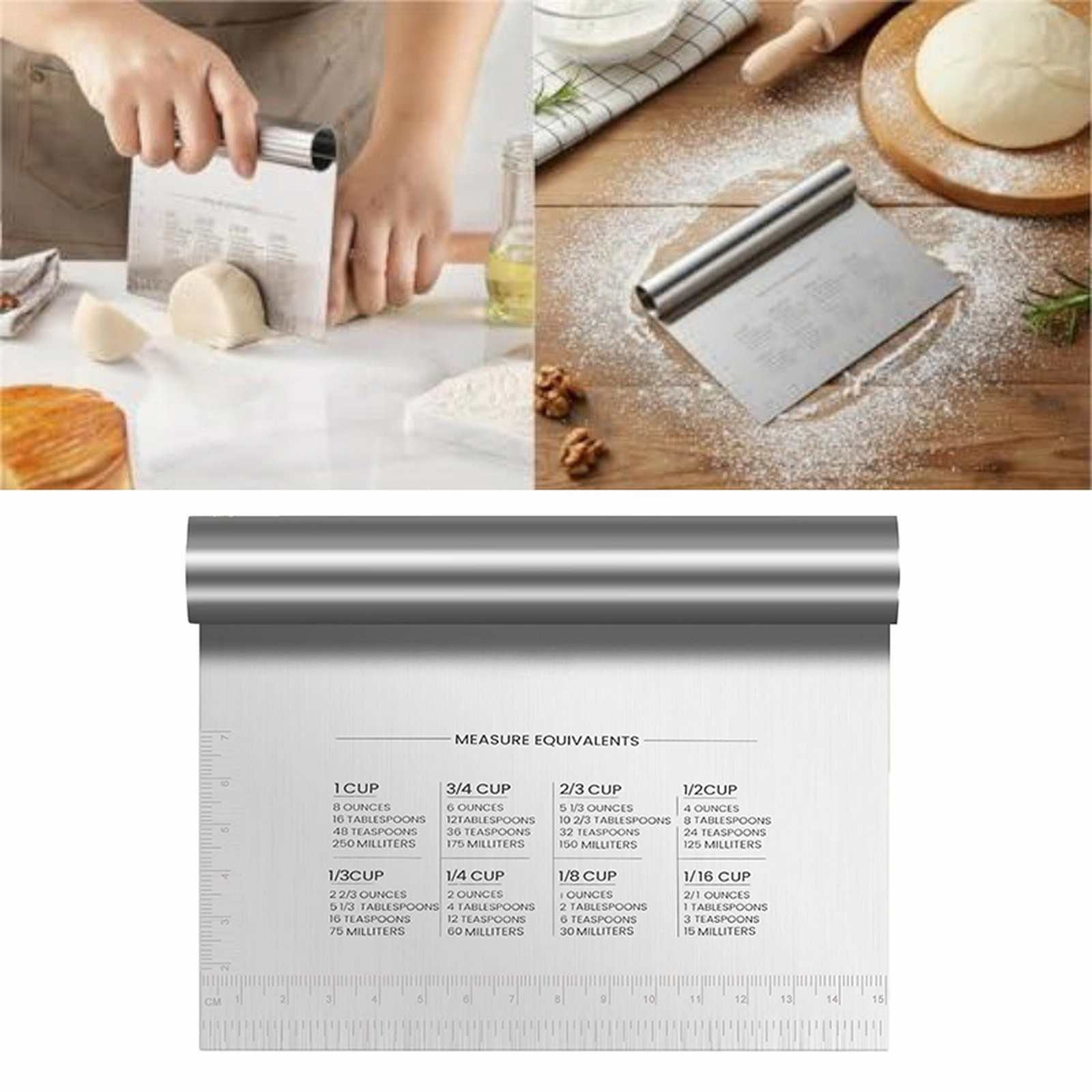 Yhuaoa Dough Scraper , Stainless Steel Bench Scraper Chopper with ...