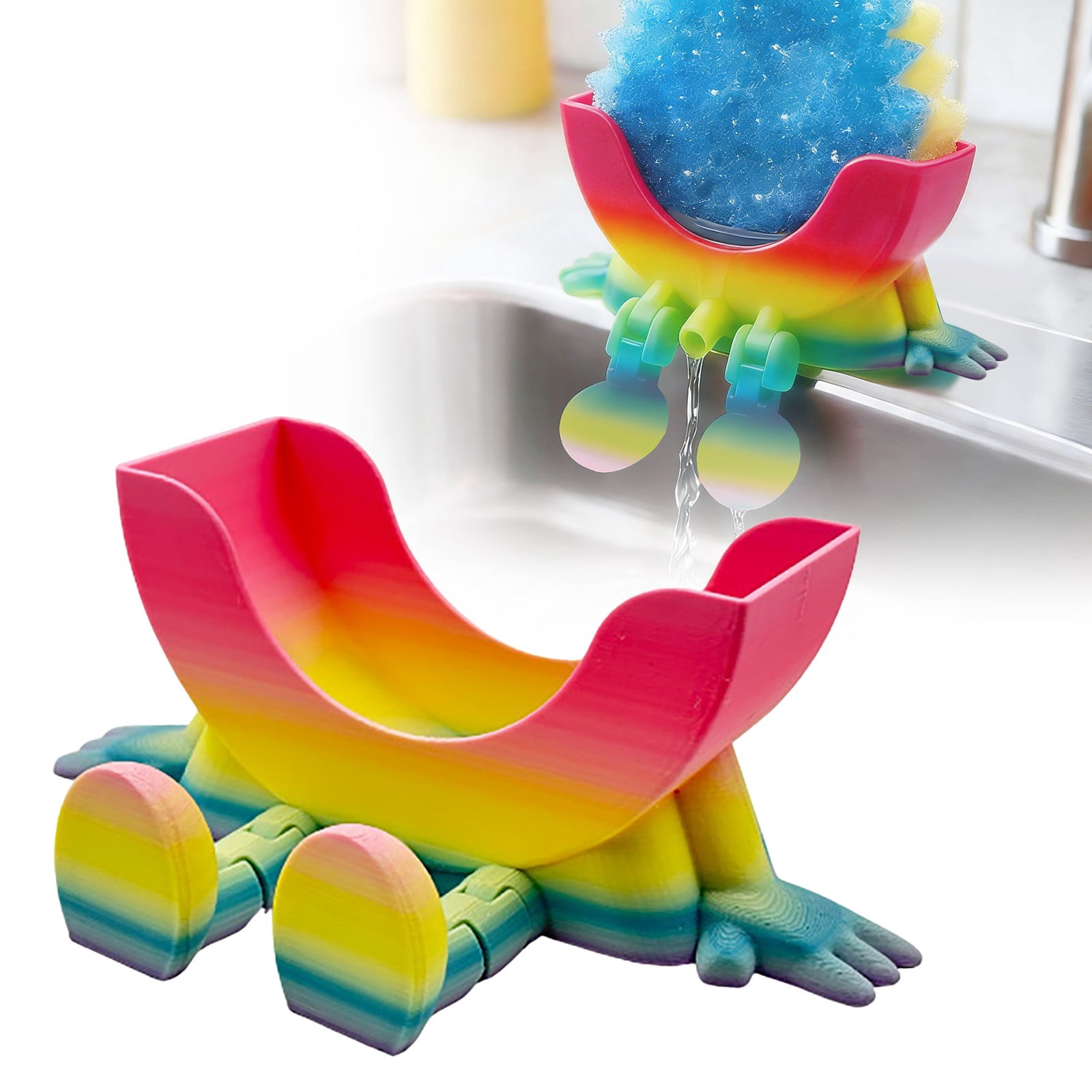 Yhuaoa Fun Sponge Stand, 3D Printed Sink Draining Sponge Holder, Cute ...