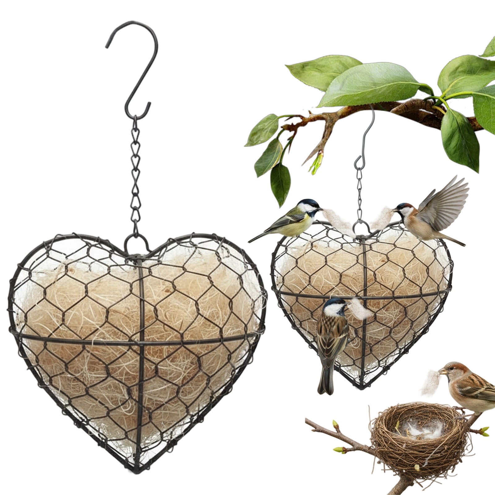 Yhuaoa Handmade Fiber Bird Nesting Heart, Alpaca Fiber Bird Material ...