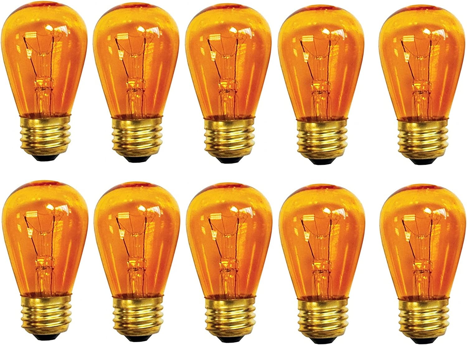 Yi Lighting 11W Transparent Amber S14 Incandescent Light Bulbs Dimmable ...