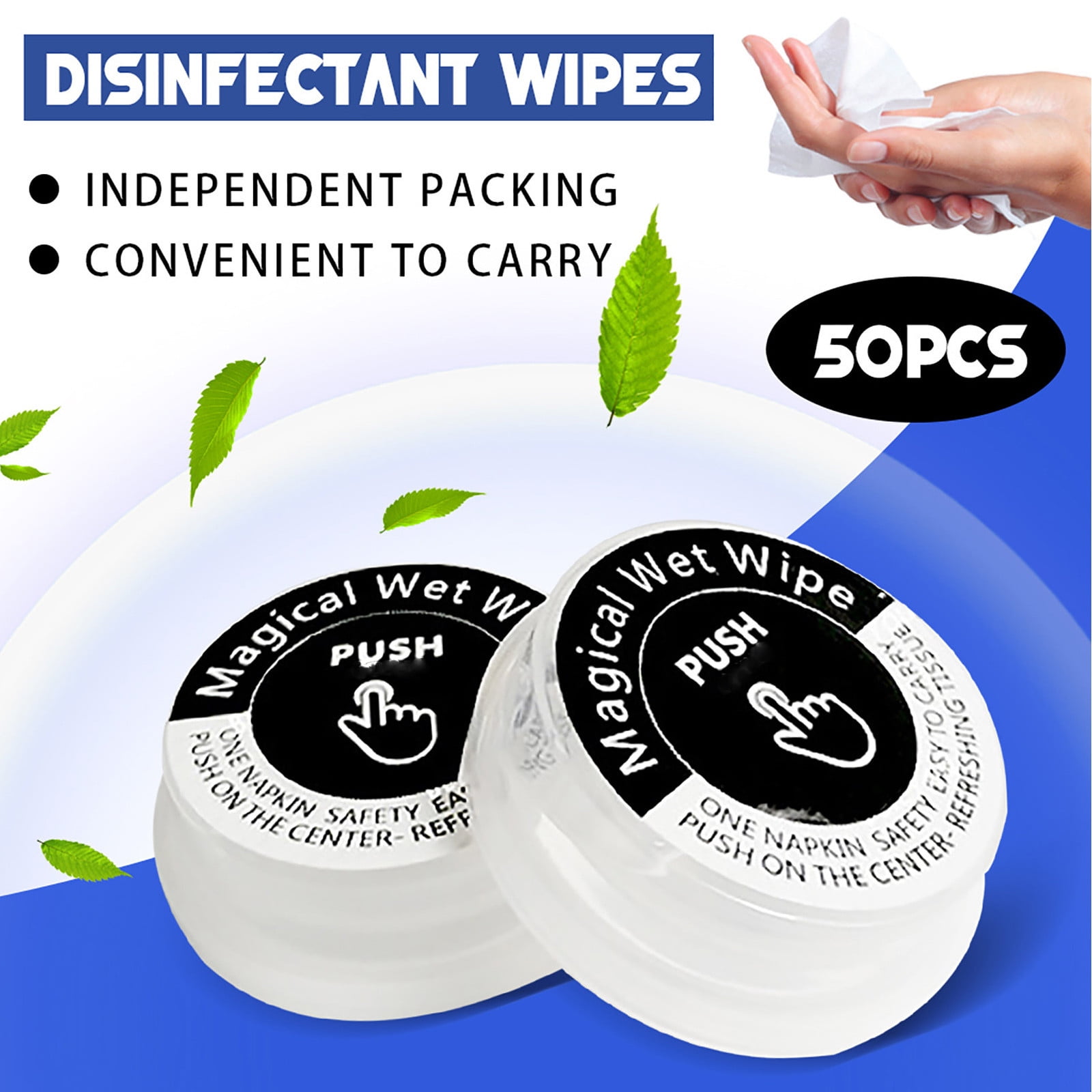 YiBai 50pc Hand Pops Hand Wipes,Compressed Towel, Face Towel ...