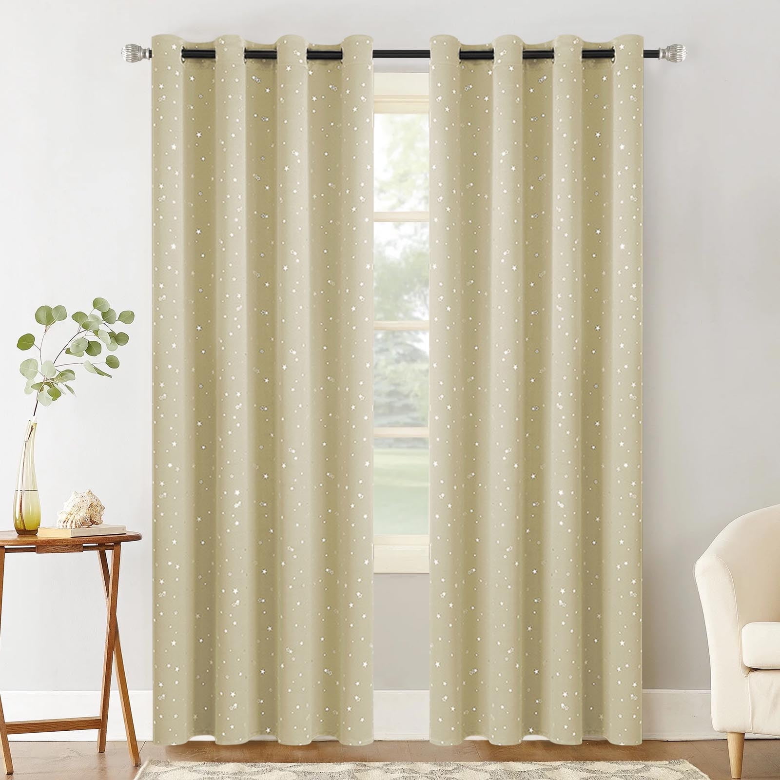 YiBai Blackout Curtains, 1pc Light-Blocking Curtains For Bedroom Living ...