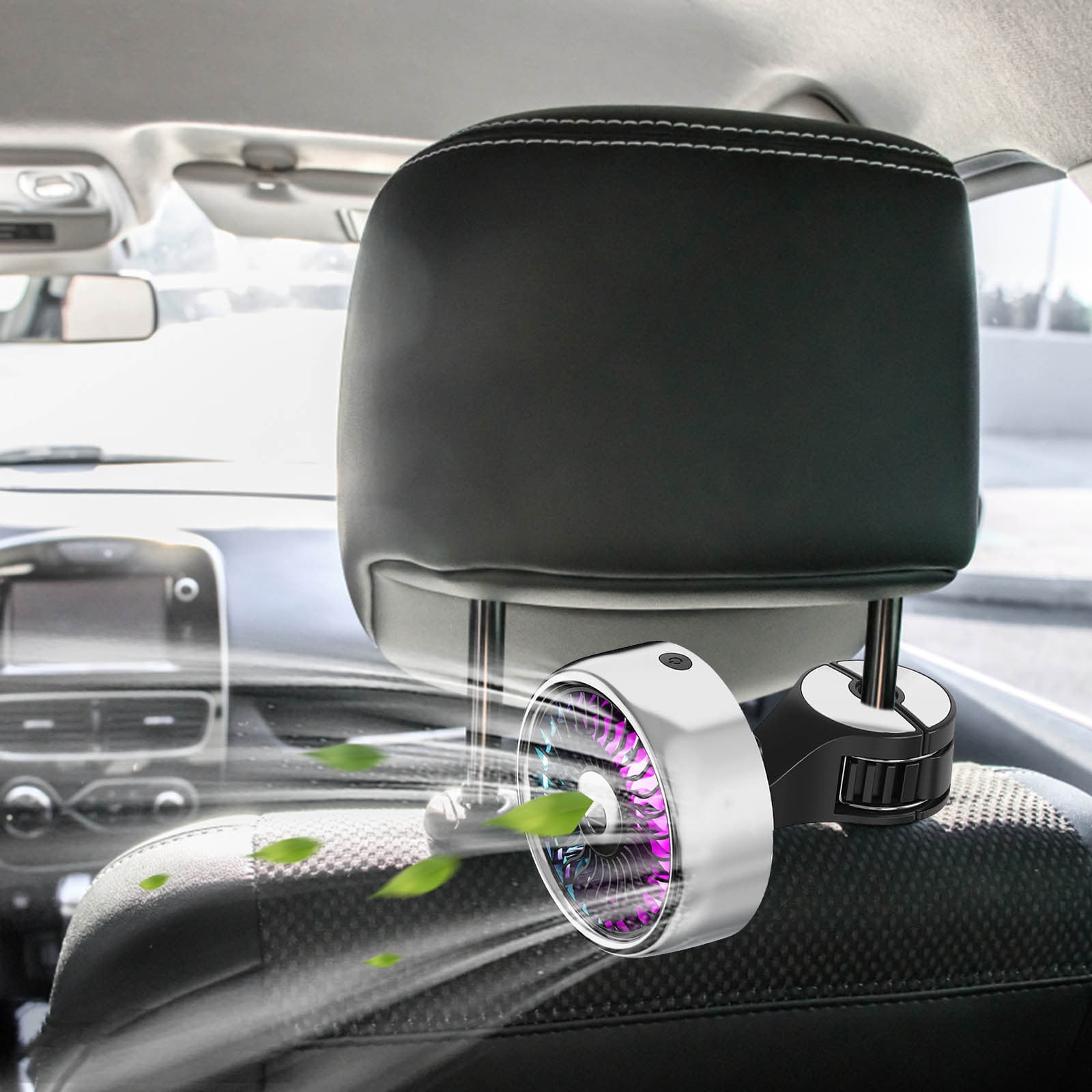 YiBai Car Seat Hook Fan With Rotating RGB Light Cool Fan For Back Seat ...