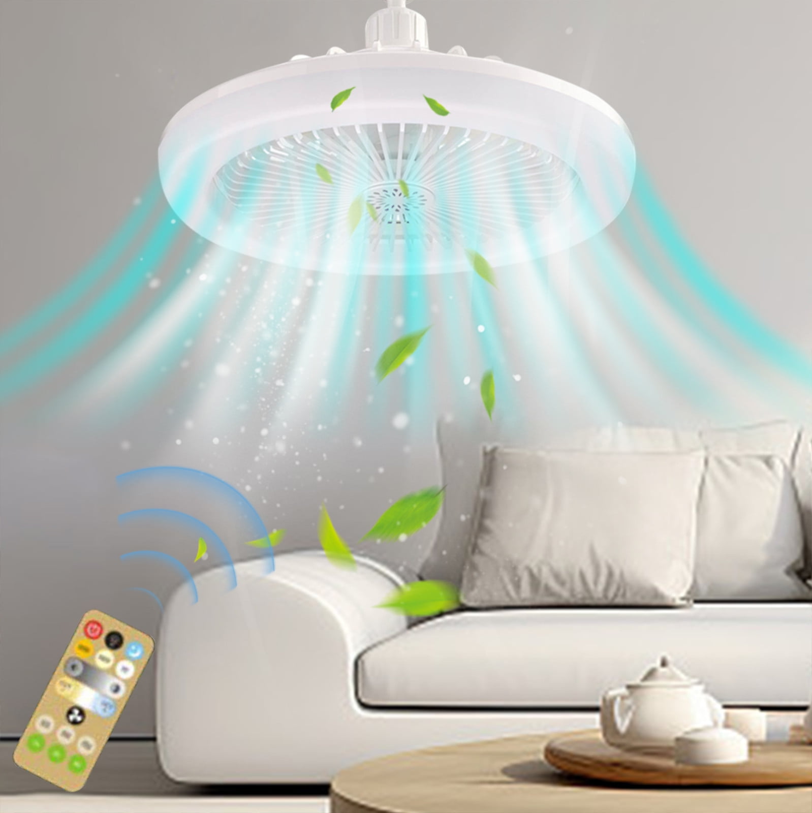 YiBai E27 Ceiling Fan With Lights Enclosed Low Fan Light Ceiling Light ...