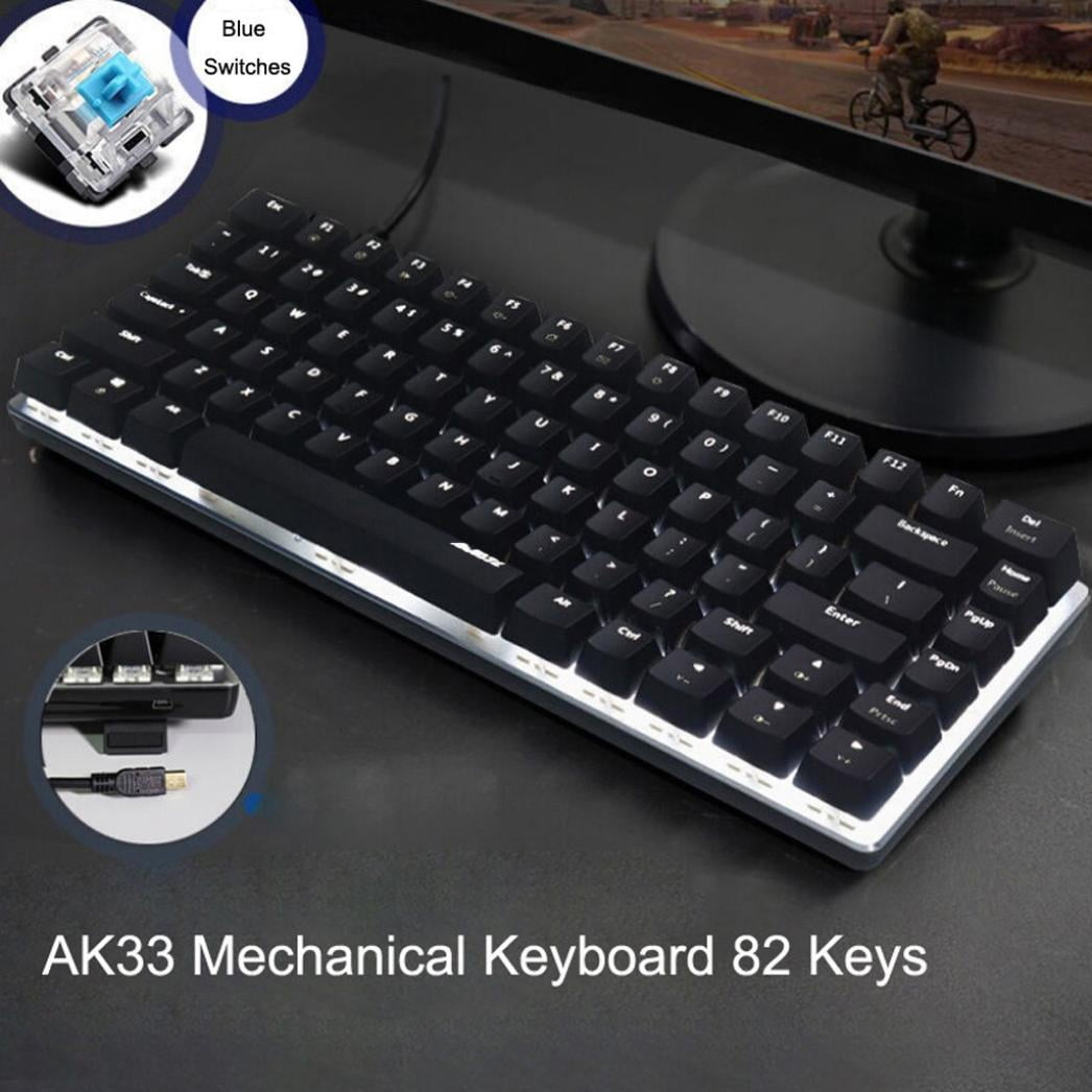YiBai Gaming Keyboard, AK33 Mechanical Keyboard Blue Black 82-Keys ...