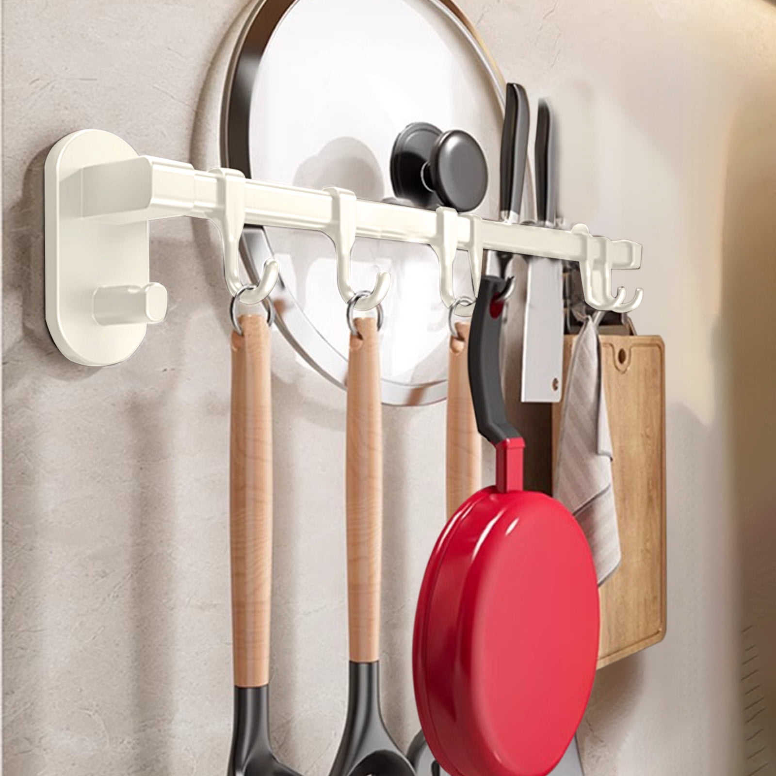 YiBai Kitchen Hook Rack No Hole Hanging Rod Wall Mounted Storage Rack ...