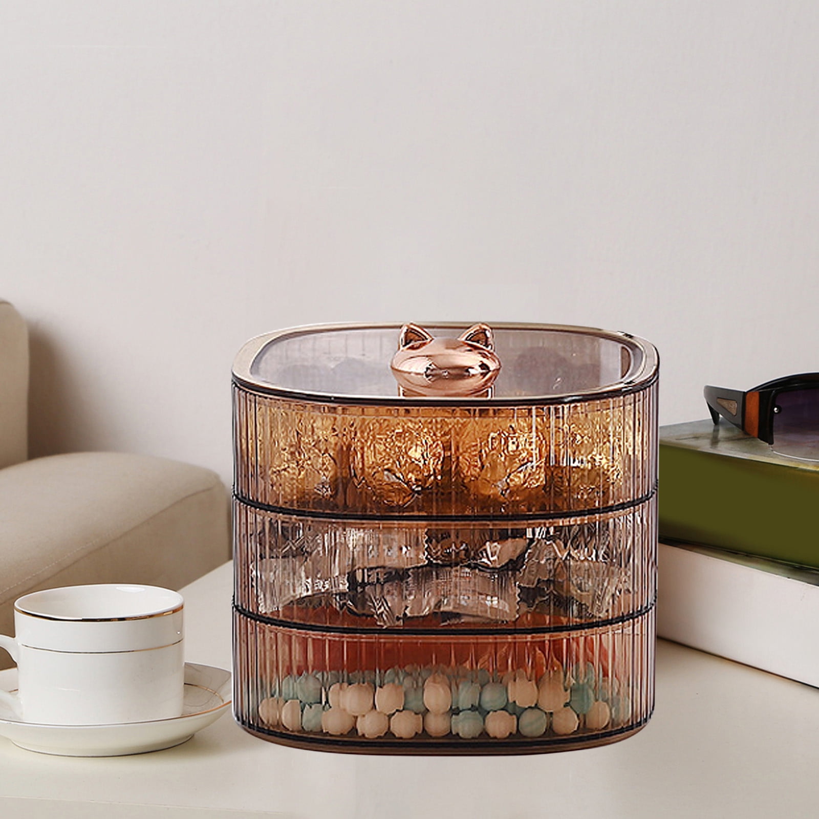 YiBai Kitchen Storage Organization, Transparent Kitty Rotating Candy ...