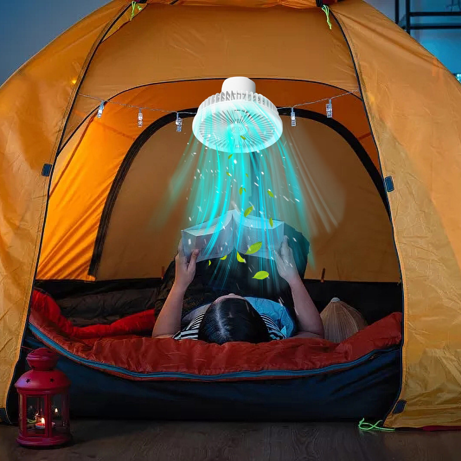 YiBai Outdoor Camping Fan Portable Tent Ceiling Fan Light Usb ...