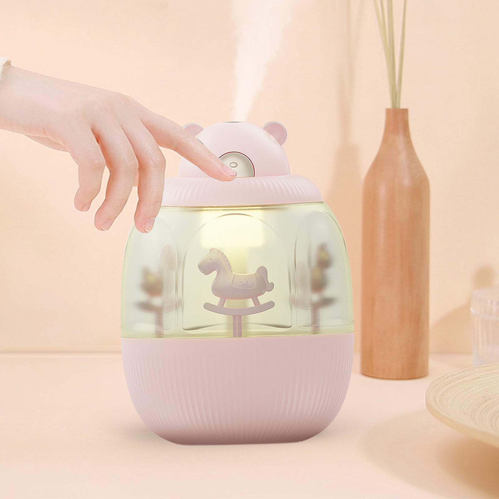 YiBai Pink Humidifiers for Bedroom, Mini Humidifiers Cute Micrometer ...