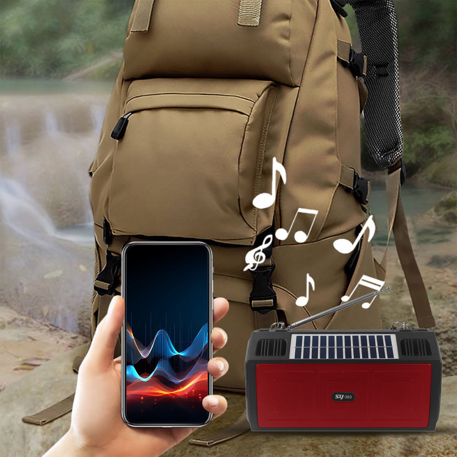 YiBai Solar Powered Sound System With Illuminated FM Radio Outdoor ...