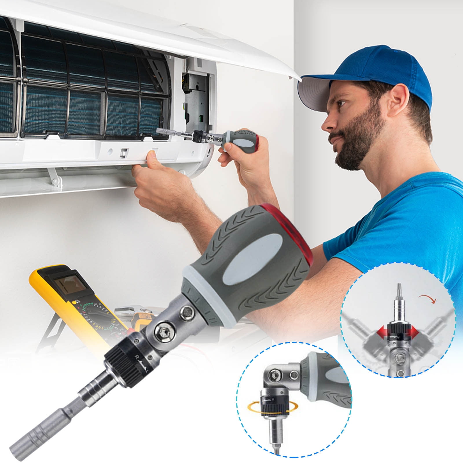 YiBai Versatile Magnetic Ratcheting Screwdriver Bit Kit Multi Angle ...