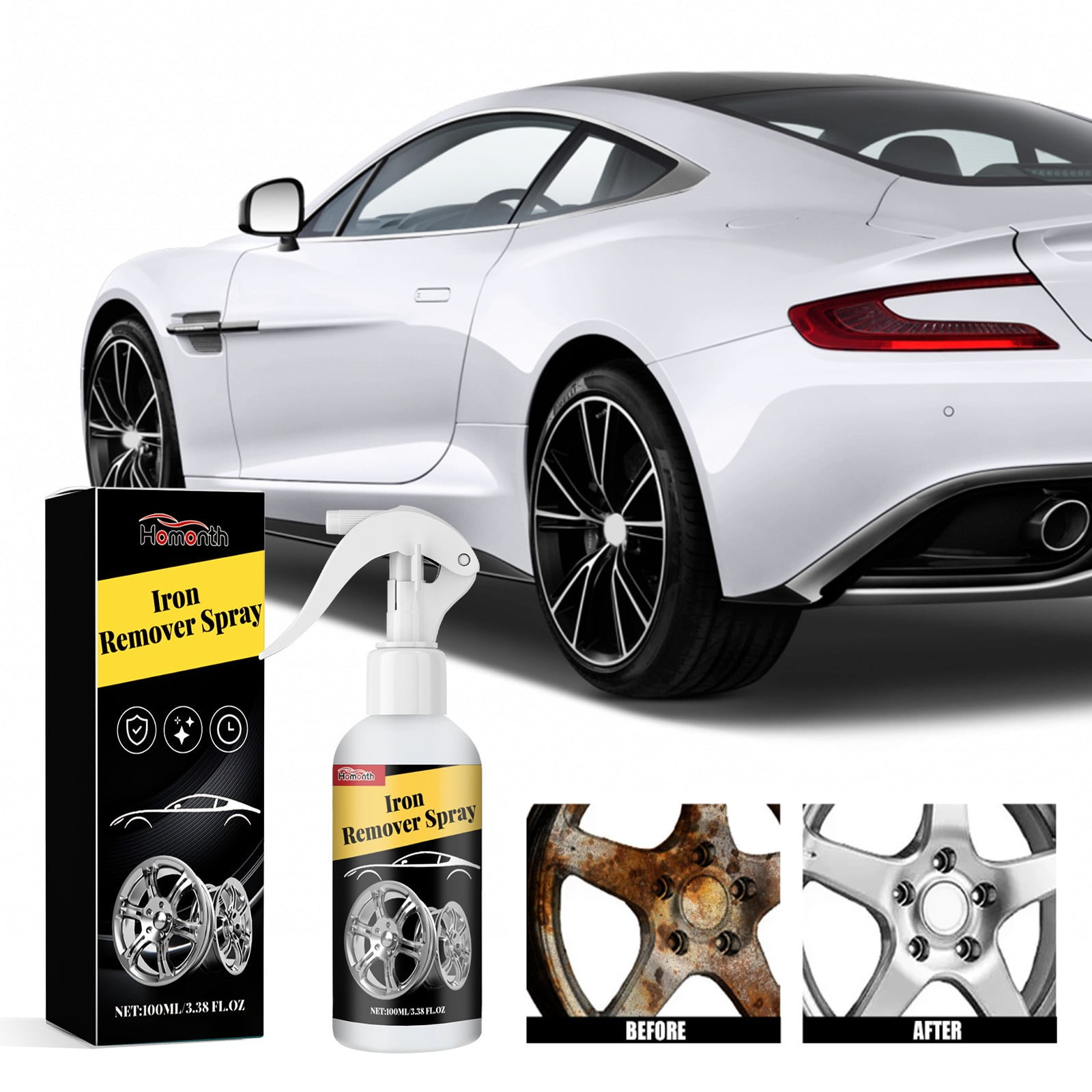 YiBai Wheel Iron Powder Rust Remover Car Paint Tire Rust Removal ...