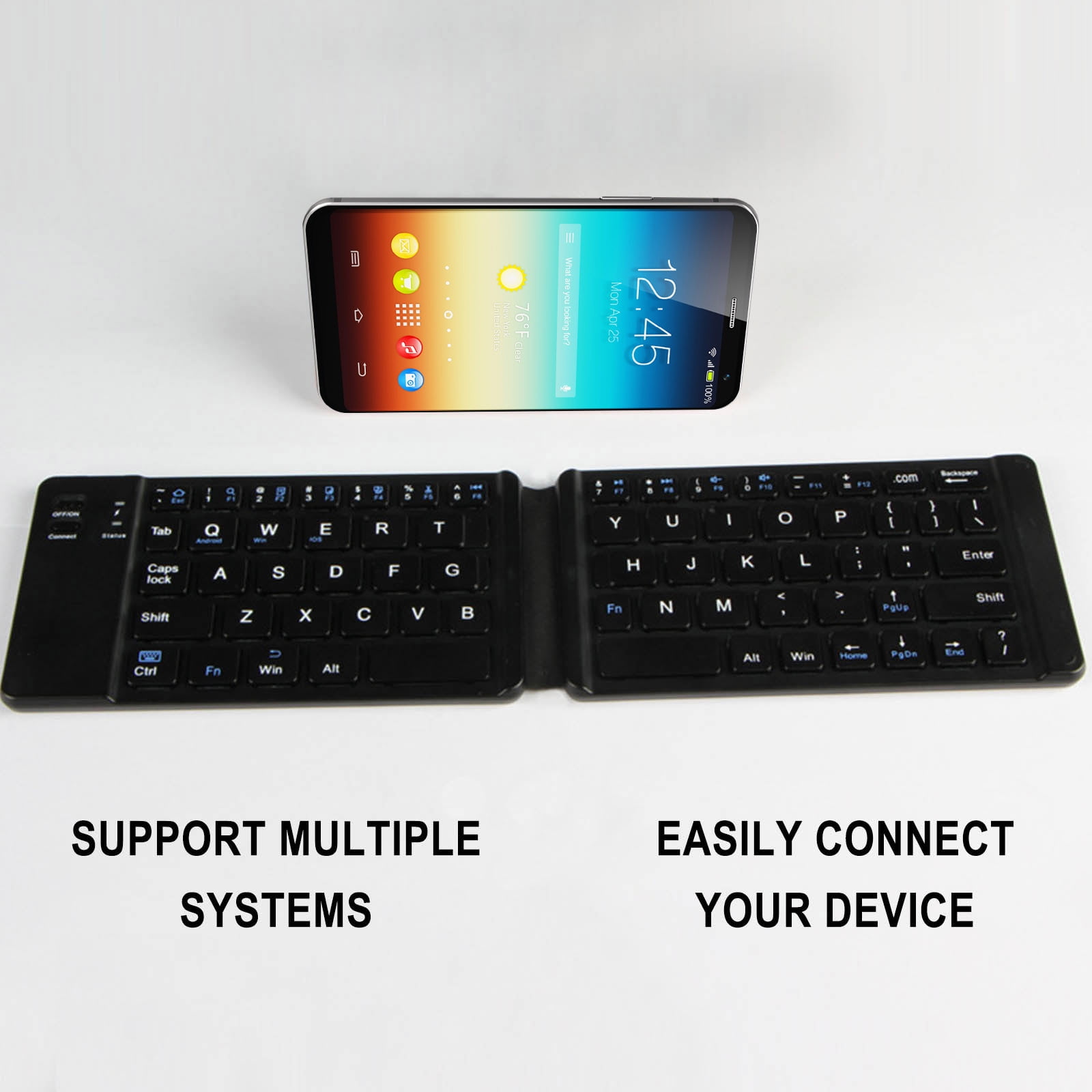 YiBai Wireless Keyboard, Two-fold Wireless Bluetooth Keyboard For ...