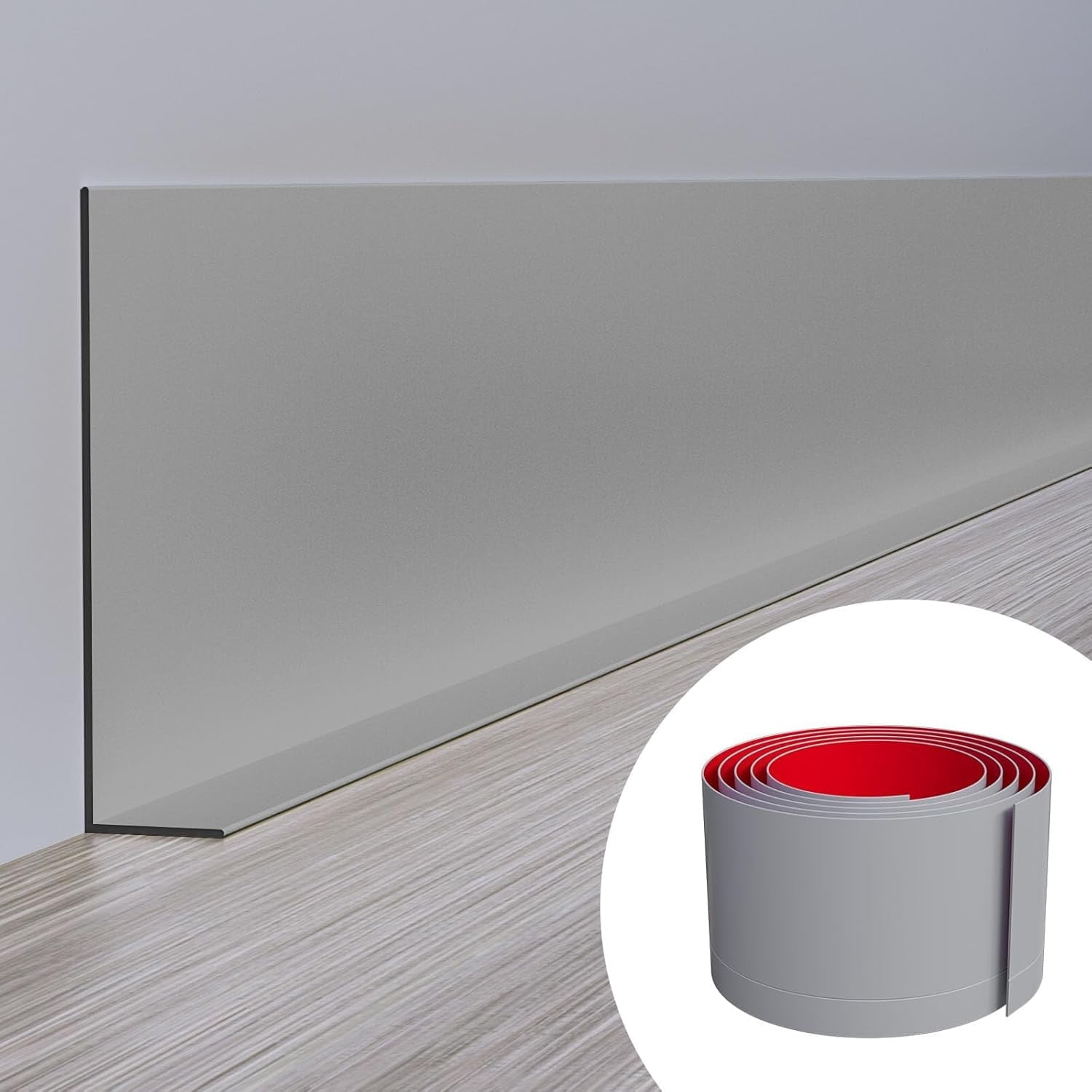 YiFeng 5''(W) x 20 '(L) Gray Flexible Baseboard Molding Trim, Peel and ...