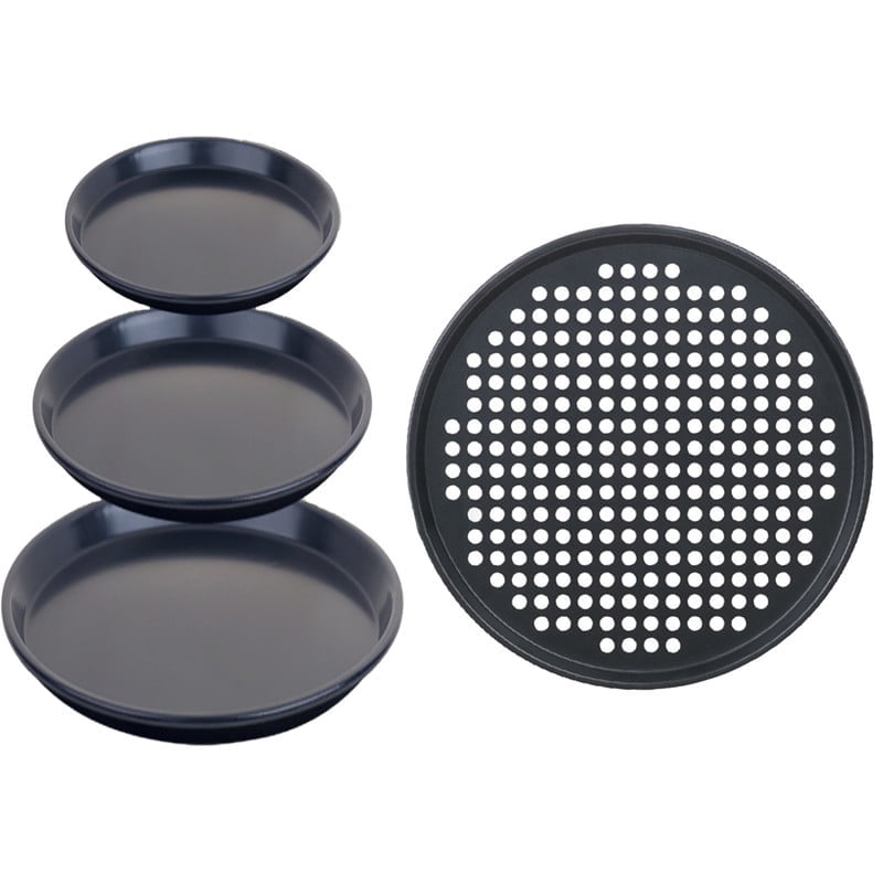 YiFrZour 4 Piece Pizza Tray Baking Tray Stainless Steel Non-Stick Pizza ...