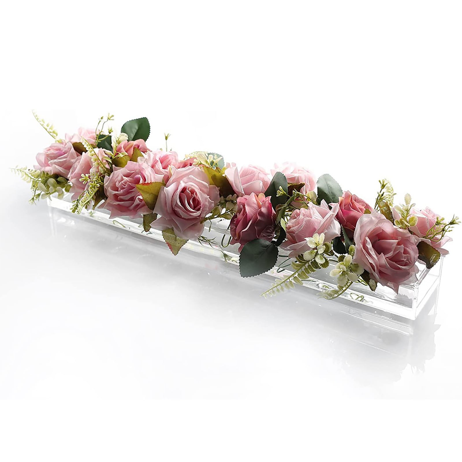 YiFudd Acrylic Vase, Long Rectangle with 18 Holes, Floral Centerpiece ...