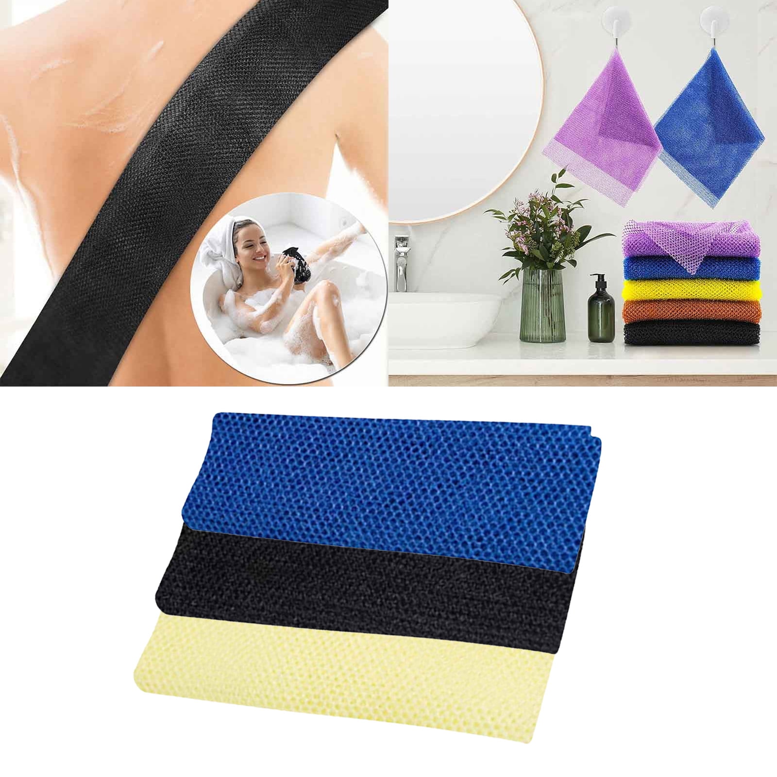 YiFudd Bath Sponge African Net Long Net Bath Sponge Exfoliating Shower ...