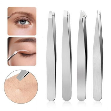 FACEMADE 4 Pcs Tweezers Set, Stainless Steel Hair Removal Makeup Tool ...