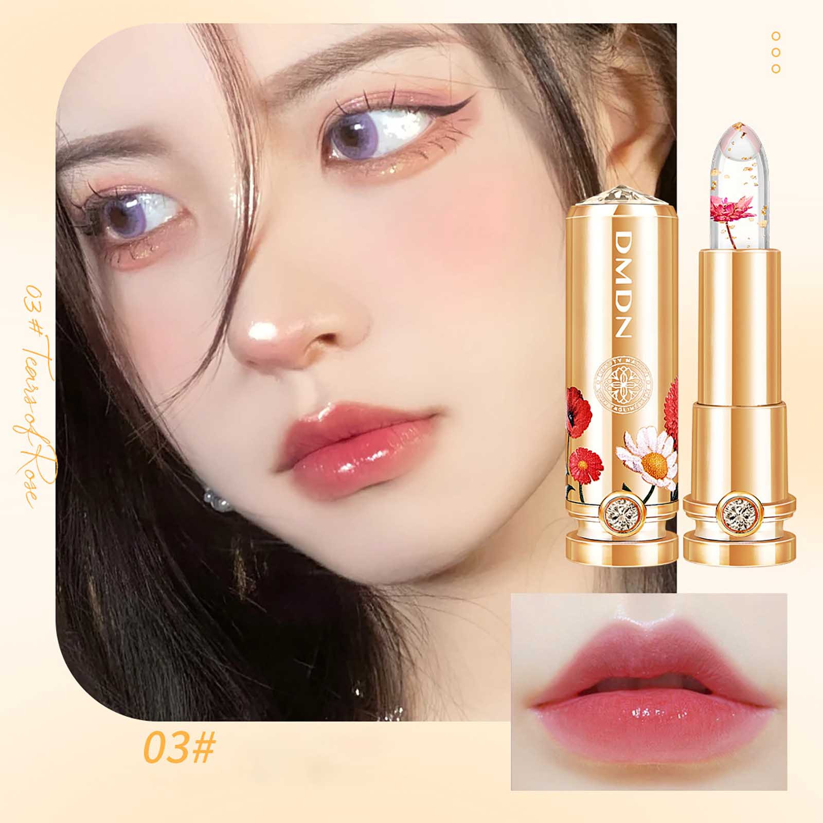 YiFudd Jelly Lipstick Set Temperature Change Moisturizer Flower Lip ...