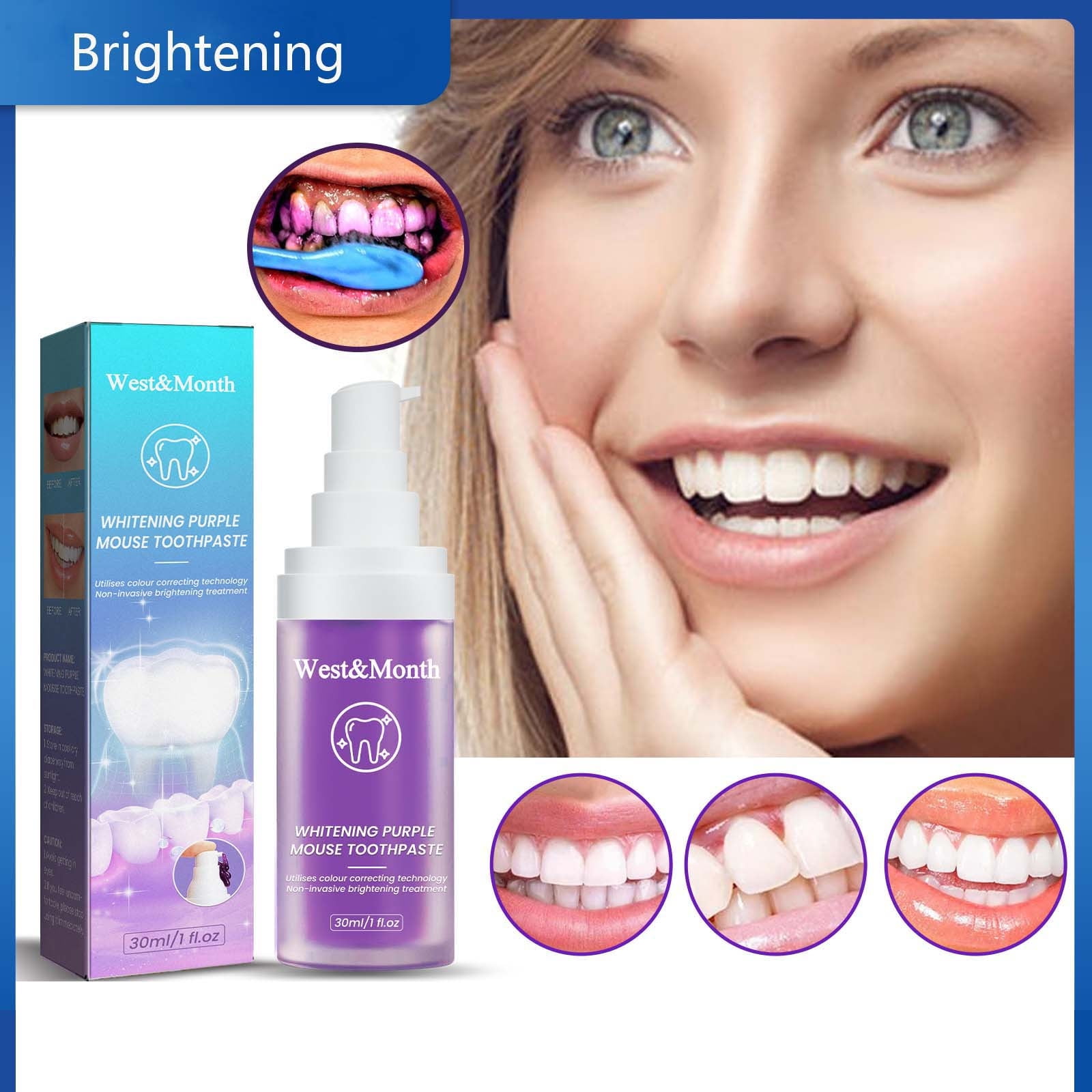YiFudd Purple Toothpaste Whitening Purple Foam Deep Cleaning Refreshing ...