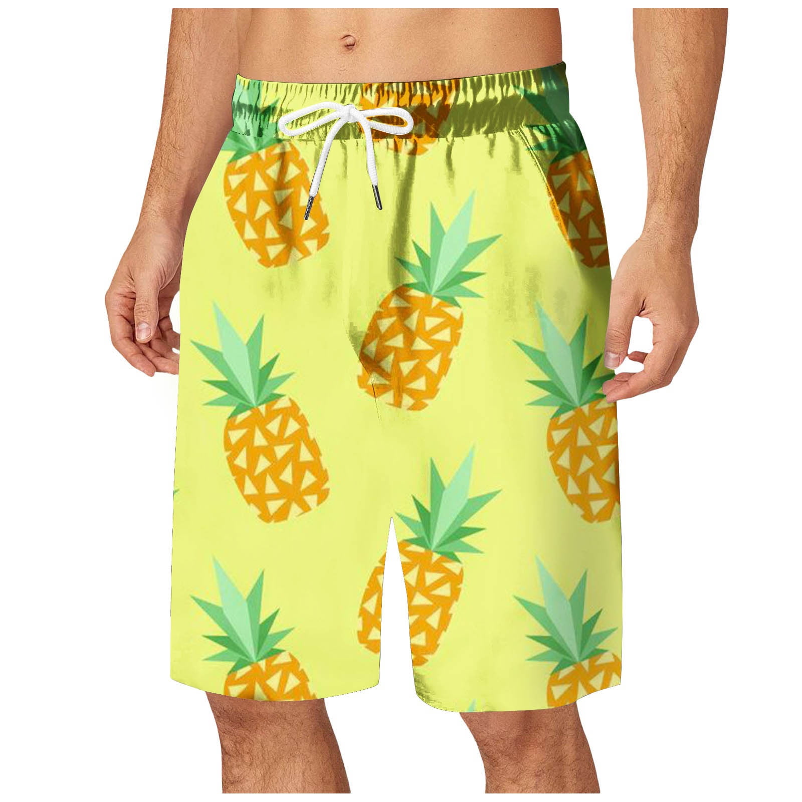 Yihwei Mens Board Shorts 5 Inch Inseam White Mensing Trunks 5 Inch Swimsuit Mesh Beach Swimsuit