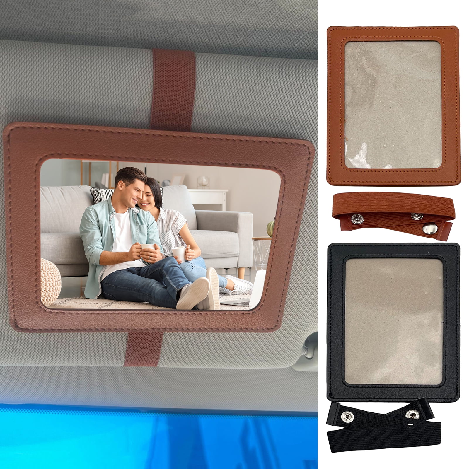 YiJin Car Picture Frame Faux Leather Vehicle Sun Visor Photo Holder for ...