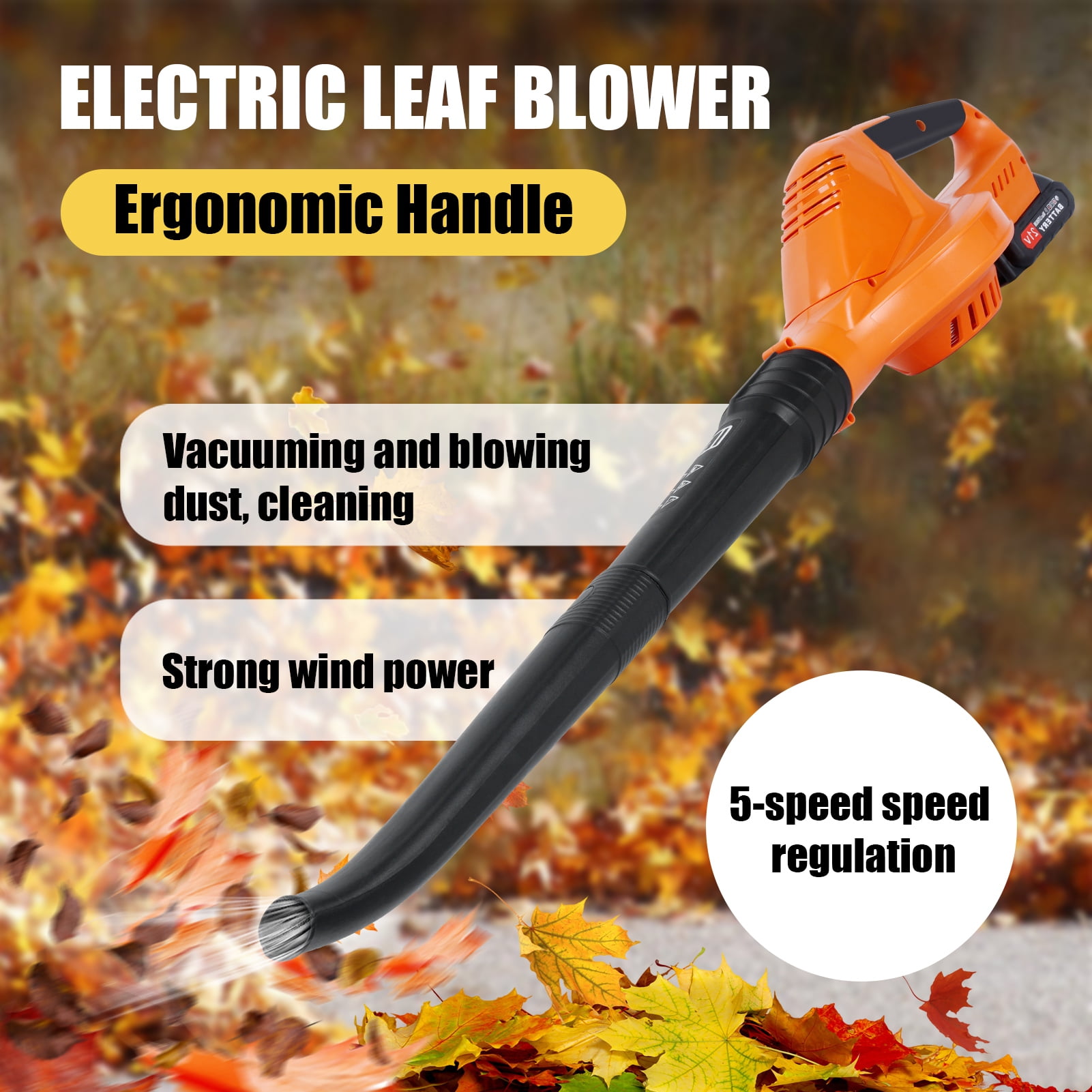 YiJin Cordless Leaf Blowers, Electric Leaf Blower for Lawn Care, with 2 ...