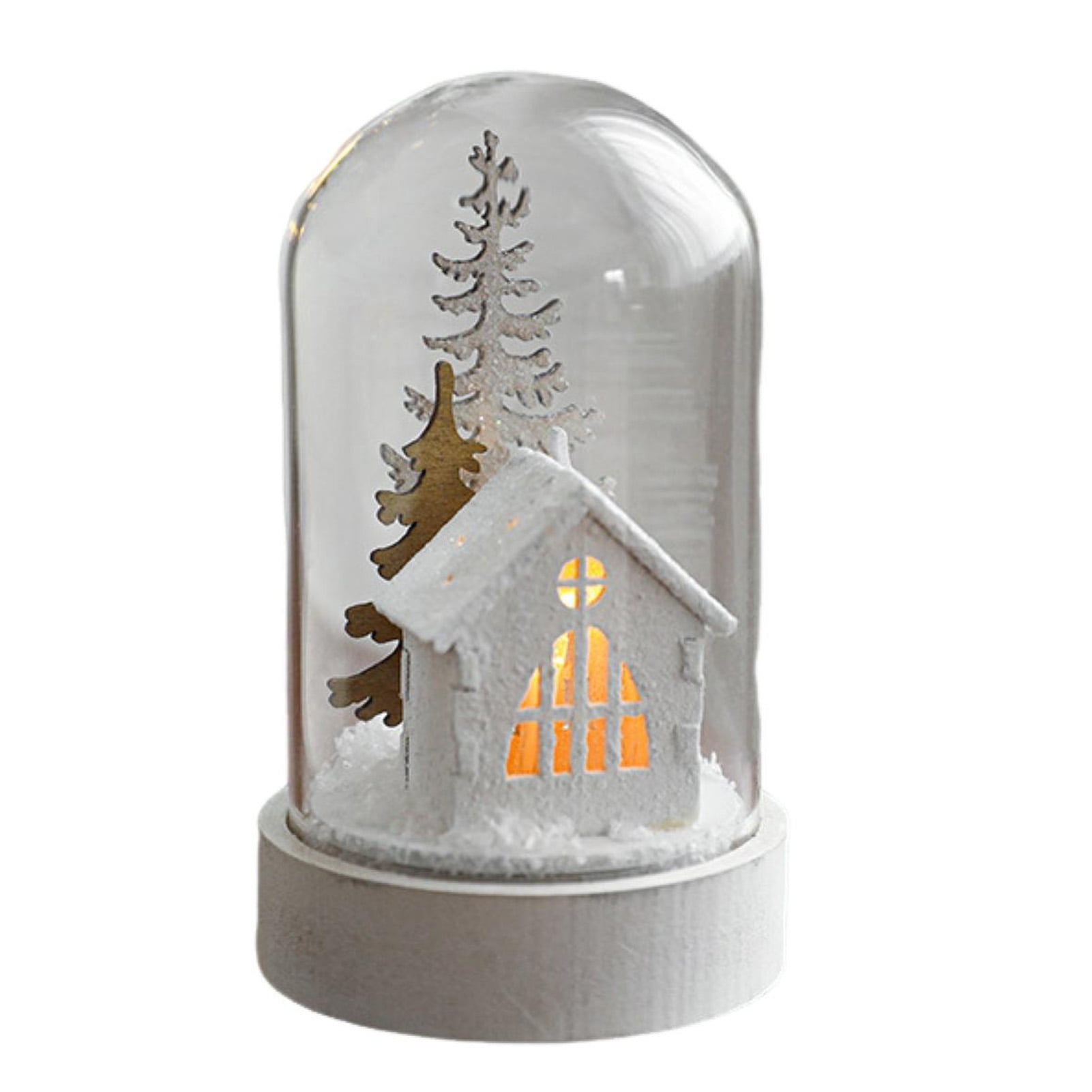 YiJin LED Light Up Christmas Figures in Glass Dome, Battery Powered ...