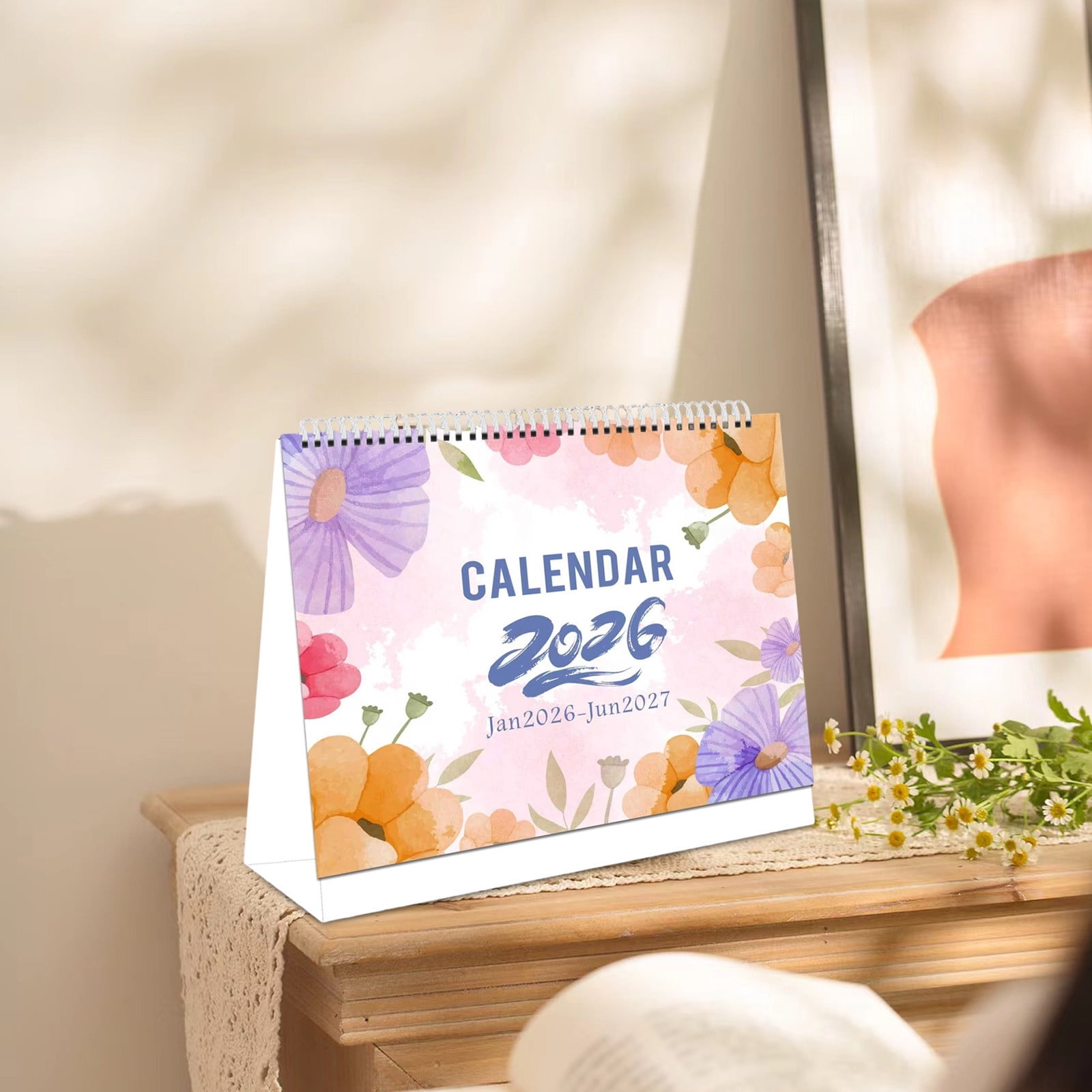 YiJuHui 2pcs 2026 Wall Calendar, Minimalist Desktop Calendar with Clear ...