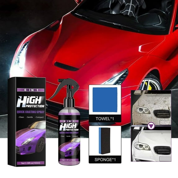 YiJuHui 2pcs Car Wax Spray 6-in-1 Protective Coating Paste, High Gloss ...