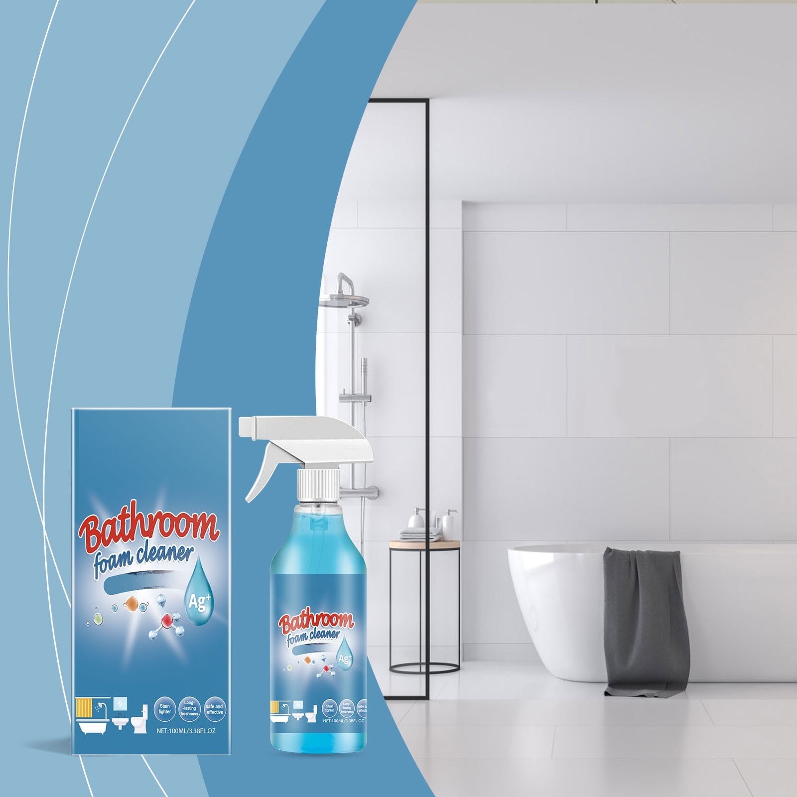 YiJuHui 2pcs Powerful Bathroom Cleaner Spray - Removes Stains & Water ...