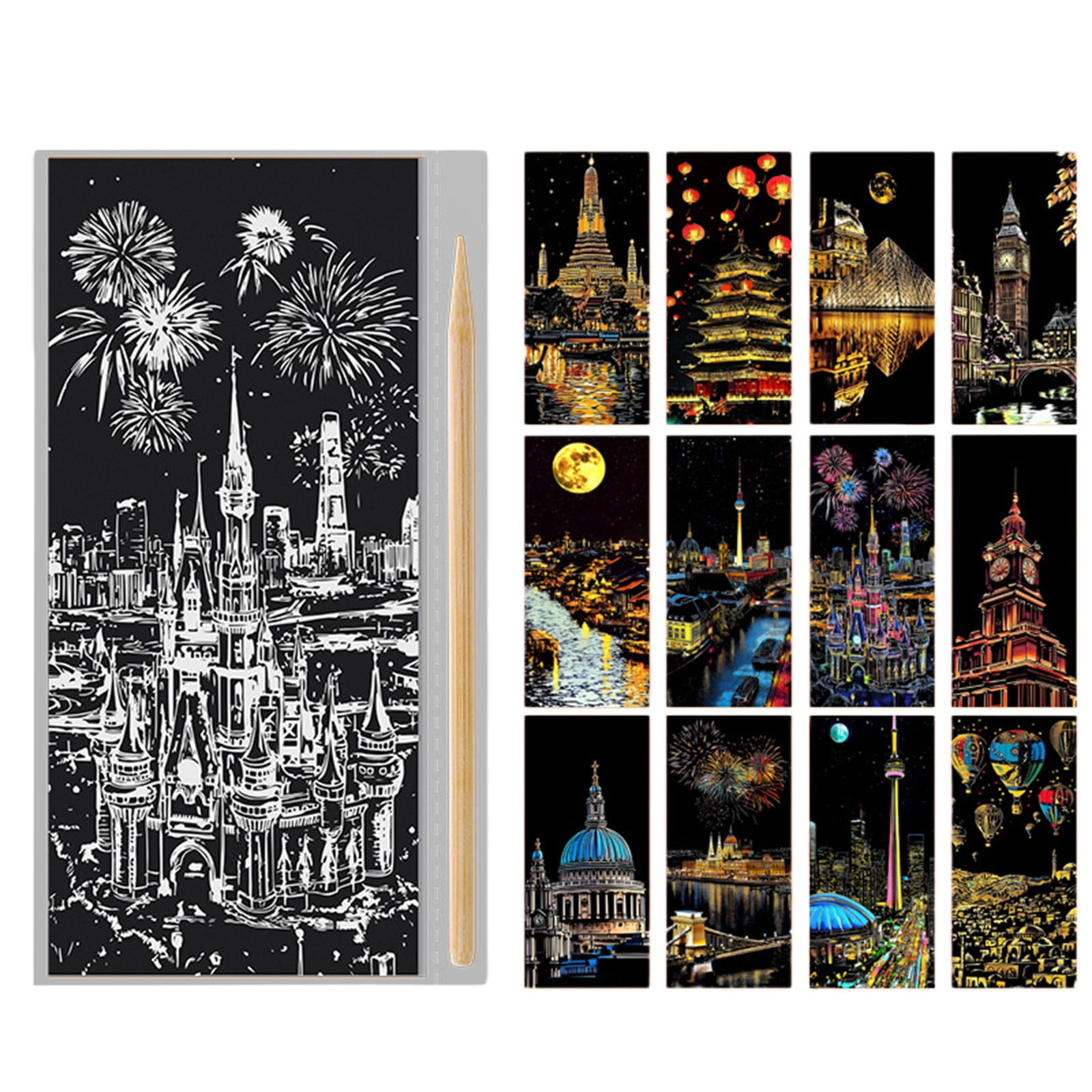 YiJuHui 48pcs Scratch Art for Adults -Glow in The Dark Scratch Painting ...