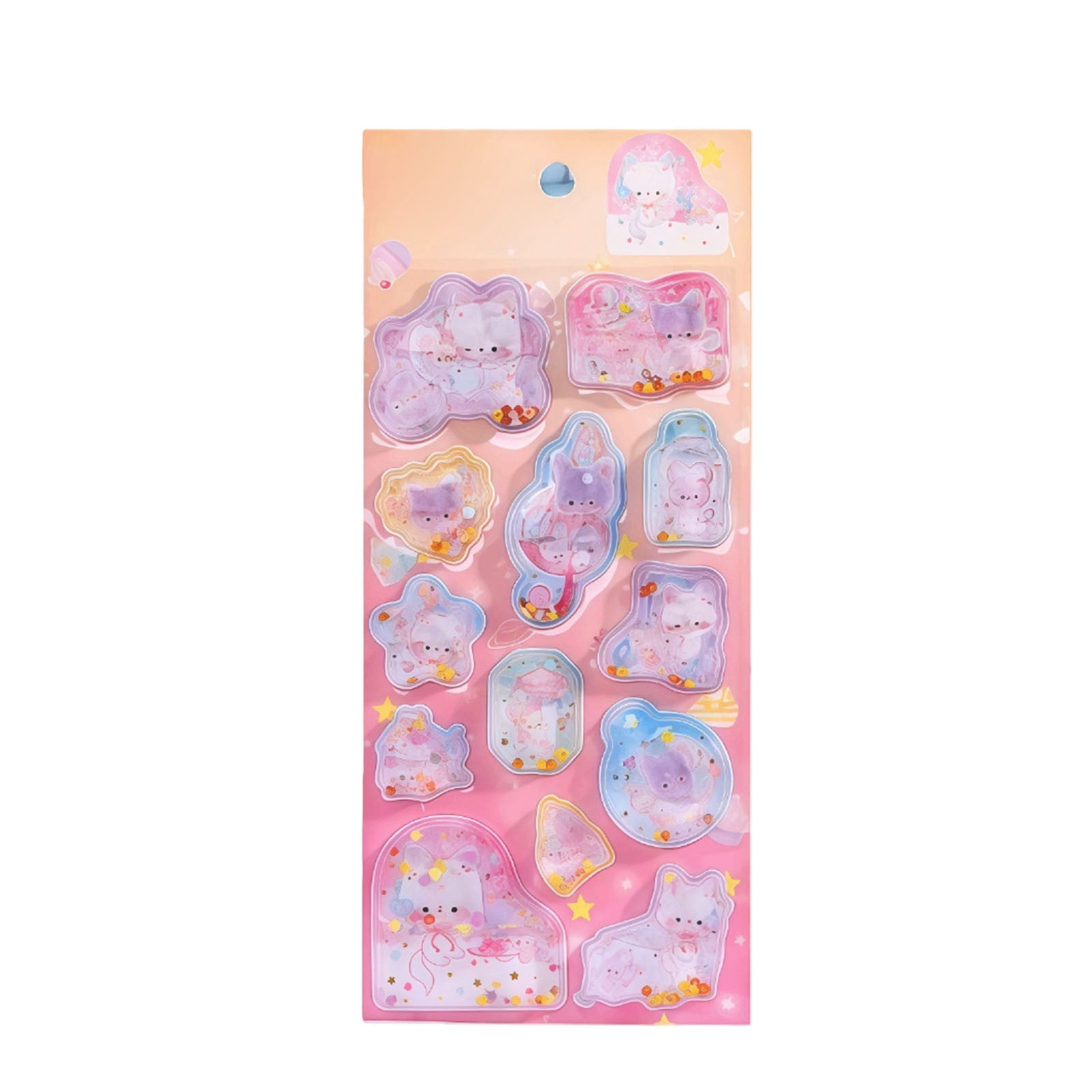 YiJuHui 3D Puffy Water Sticker, Shake Glitter Floating Sequin Stickers ...