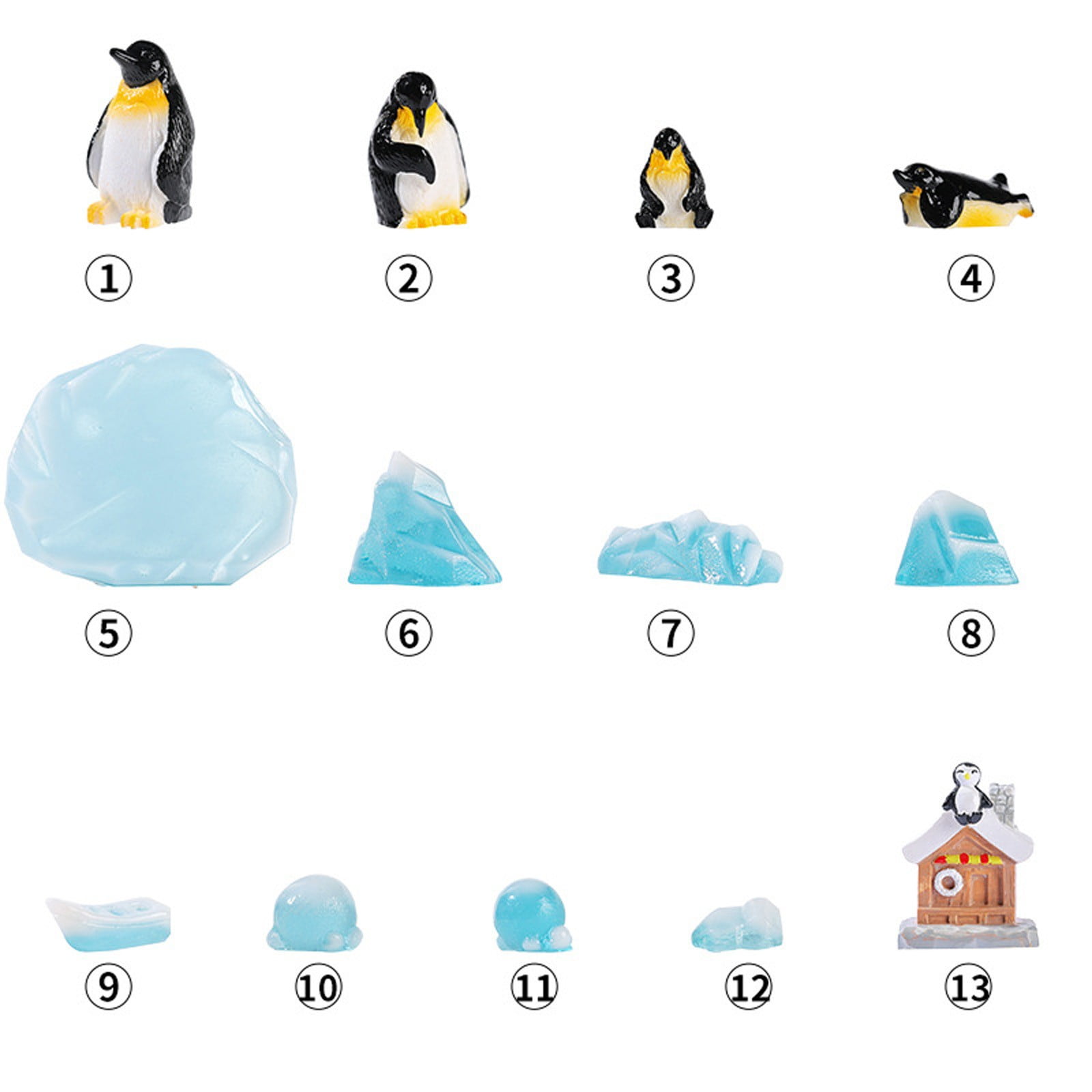 YiJuHui 3pcs Resin Penguin Figurine Set with Iceberg Landscape, Modern ...