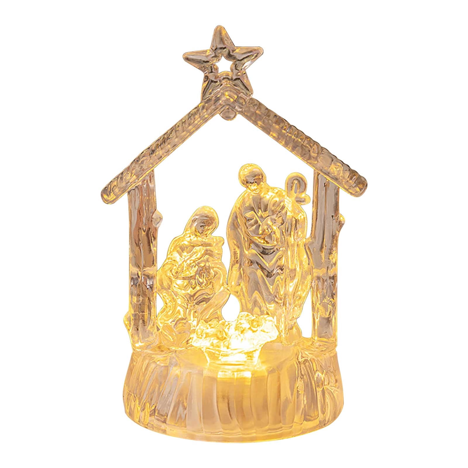 YiJuHui 4pcs Glowing Nativity Scene Night Light, Acrylic LED Religious ...