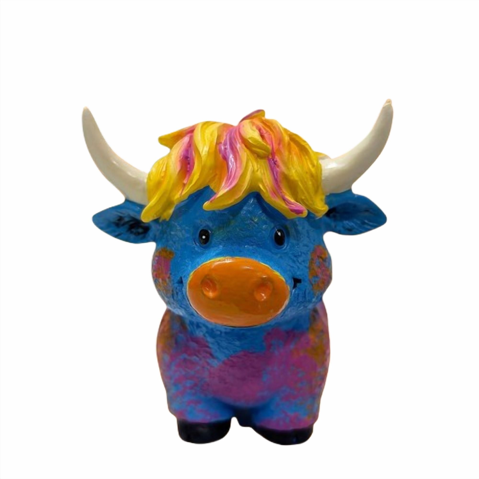 YiJuHui 5pcs Color Highland Cow Decorations, Color Highland Cow Resin ...