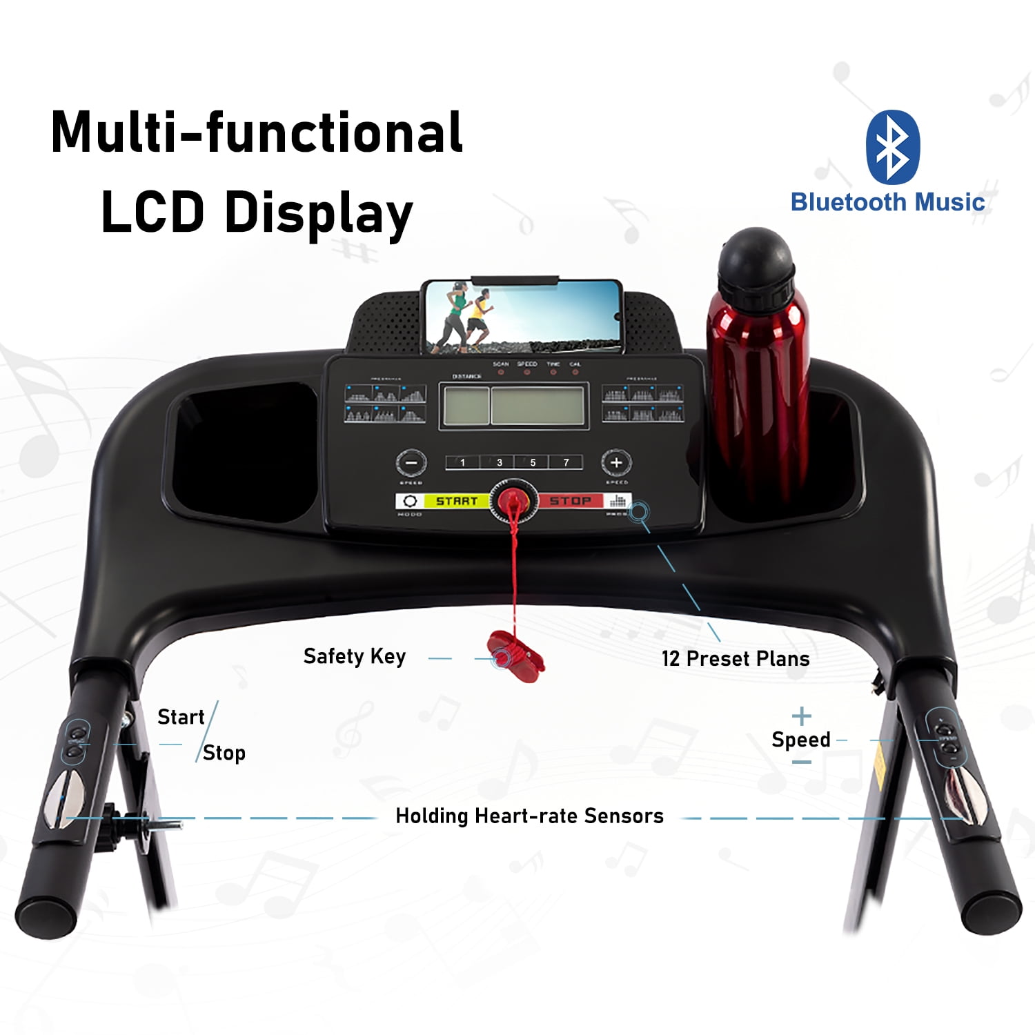 YiLaiIn Folding Treadmill with Incline 2.5HP 12KM/H Electric Treadmill ...