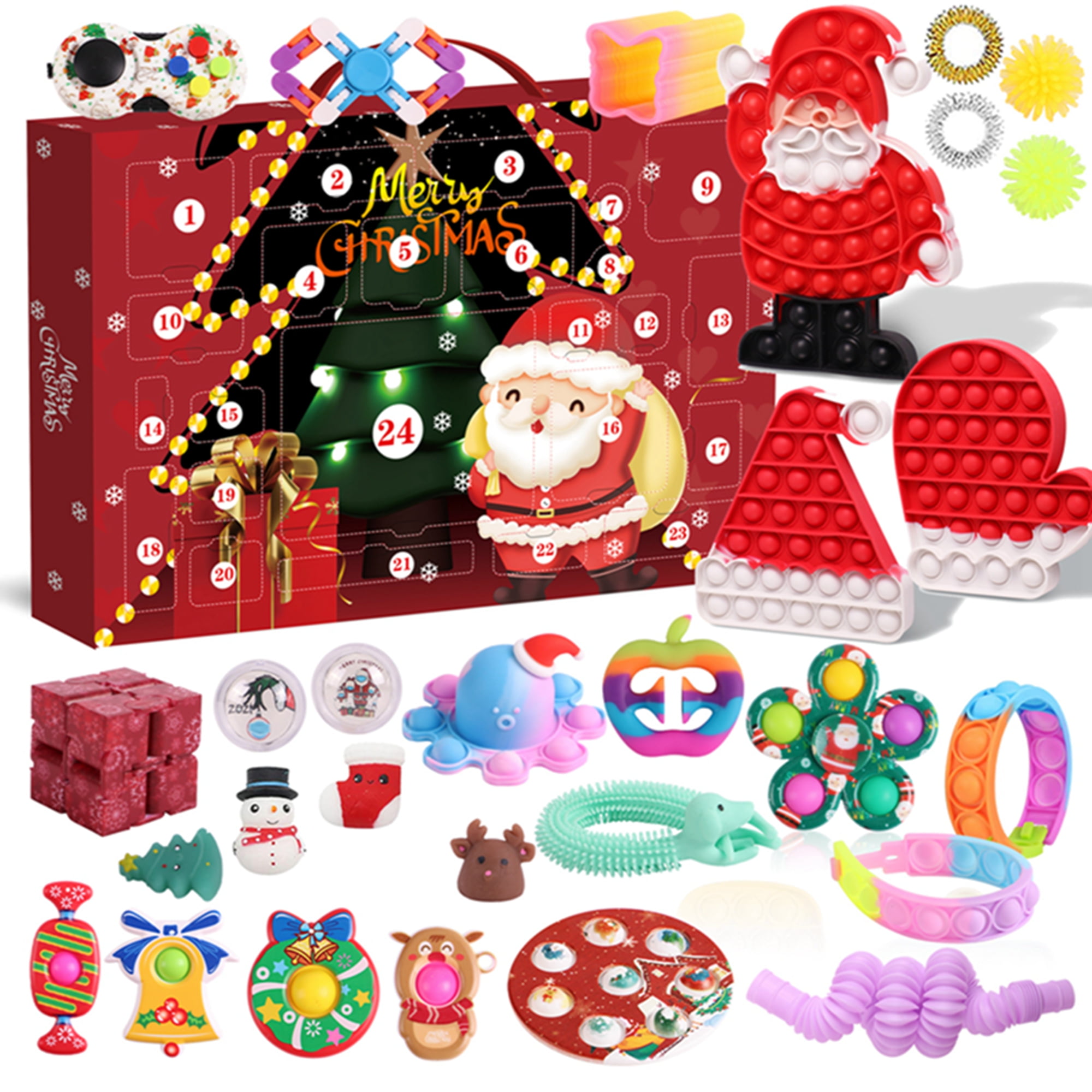 YiLvUst Fidget Advent Calendar Toy Set Blind Box Countdown Sensory Pop ...