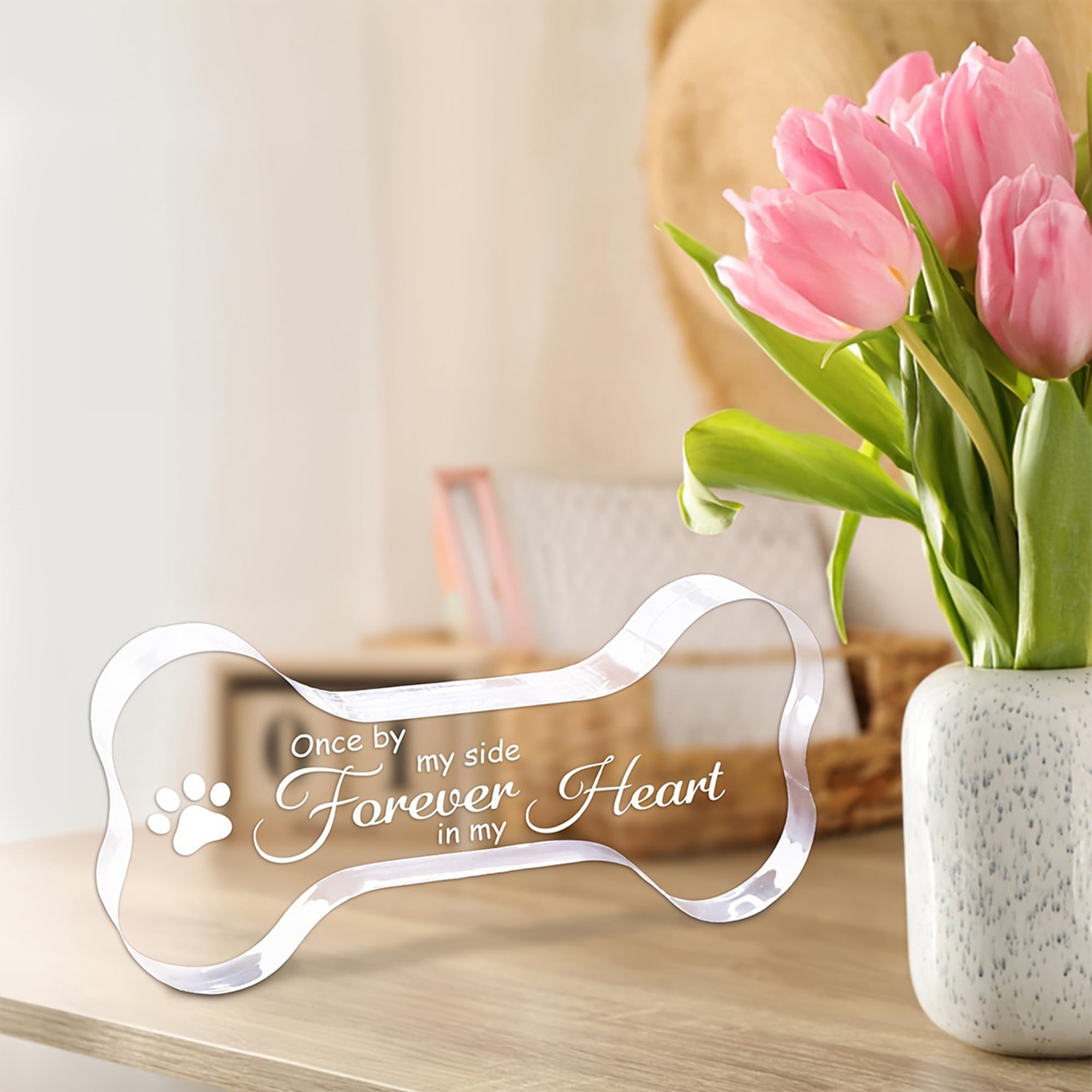 YiLvUst Pet Memorial Gift, Dog Bone Shape Acrylic Decor Remembrance ...