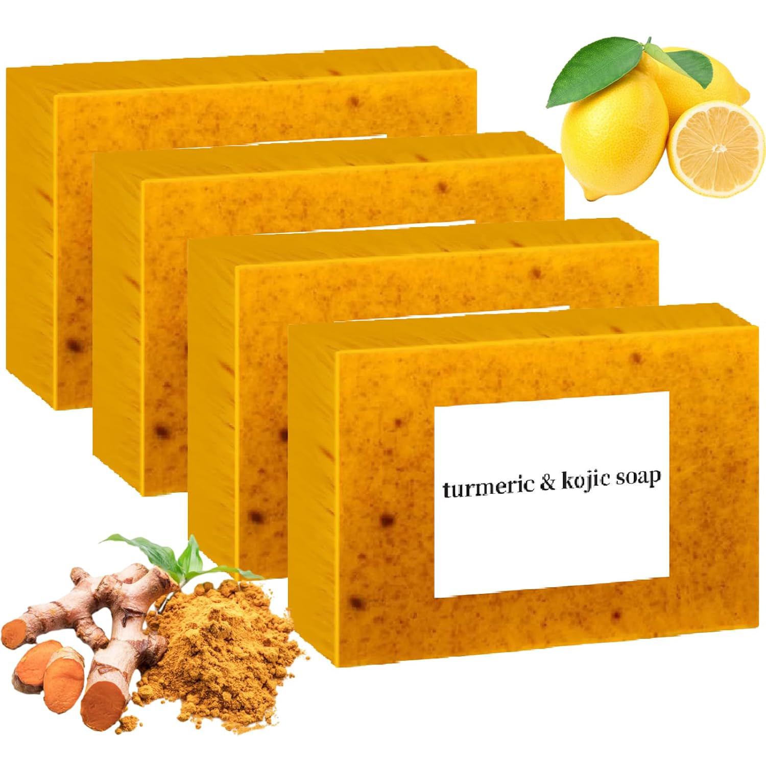 YiQ RiC Lemon Turmeric Kojic Acid Soap Bar, Cleansing Natural Handmade ...